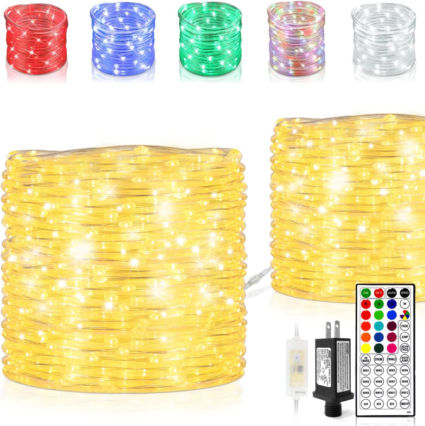 Amazon.com: 80Ft Rope Lights, Warm White with 16 Colors 240LEDs Outdoor ...