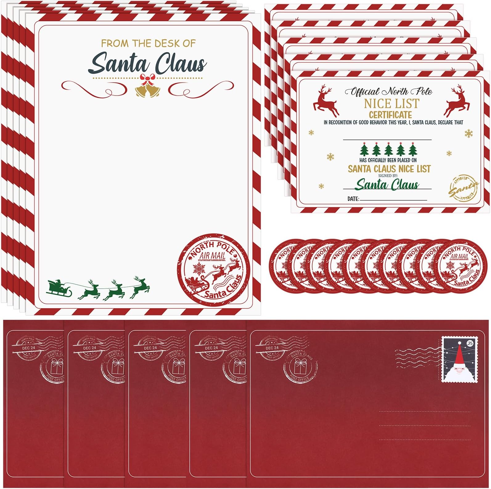 Amazon.com : 75 Pcs Letter to Santa Christmas Wish List Writing Kit 15 ...