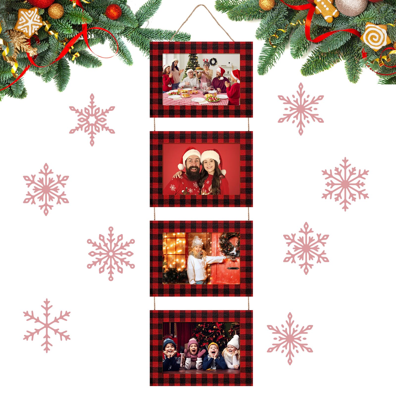 Amazon.com - ZhowHoHo 4 Pcs Christmas Wall Hanging Red Black Buffalo ...