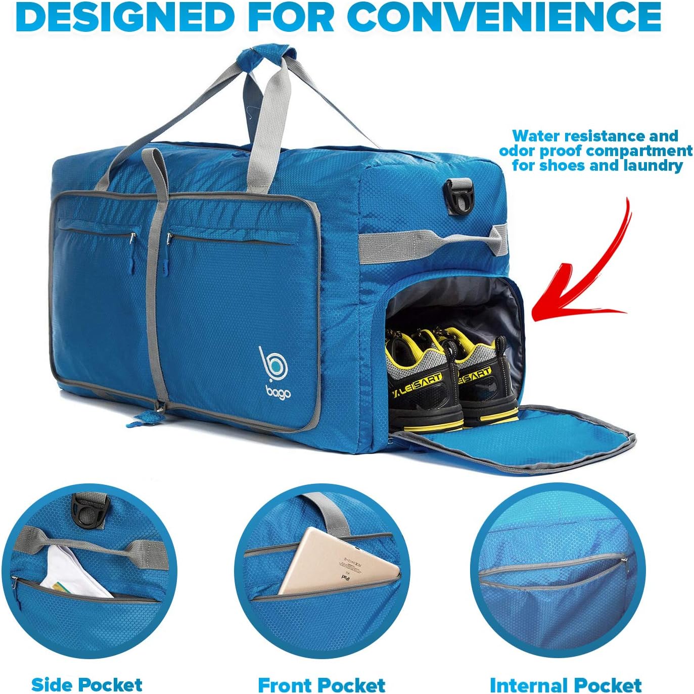 Bago Large Duffel Bags for Traveling - 100L Spaciously Large Duffle Bag ...