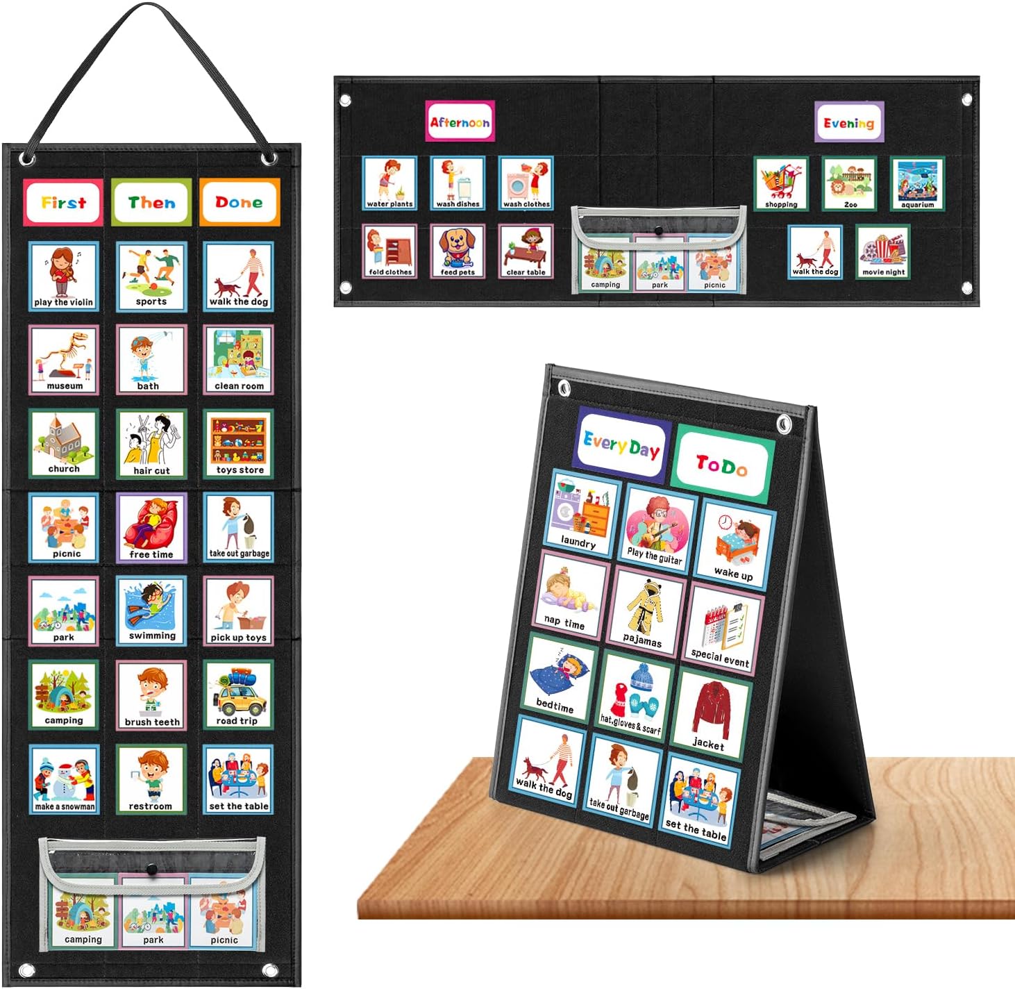 Amazon.com: ANCOMEDO Visual Schedule Chart for Kids Chore with 92 ...