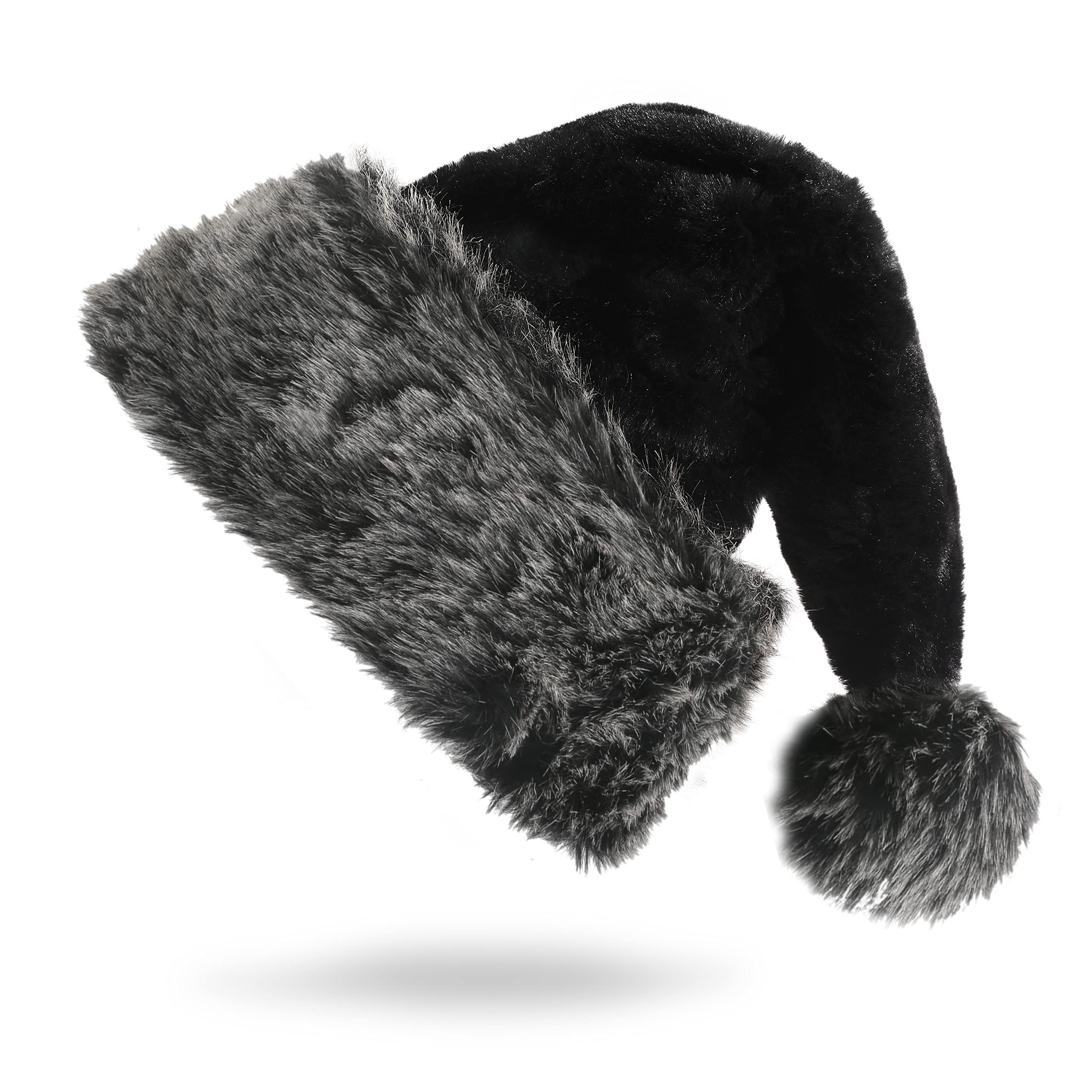 Amazon.com: Ausejopeac Plush Black Christmas Hat for adults ...