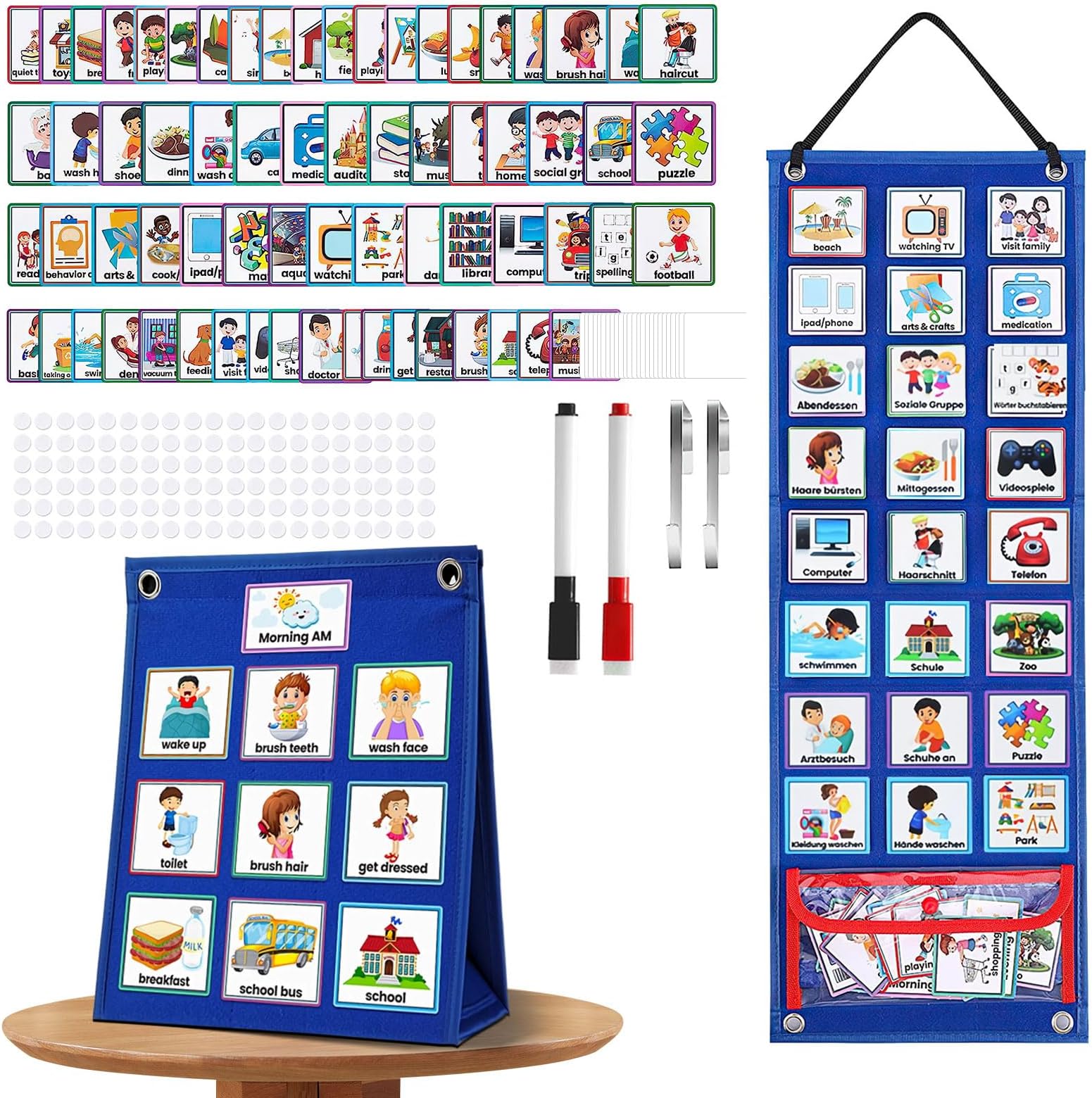 Hiyorsoa Visual Timetable for Children,107 PCS Now and Next Board with ...