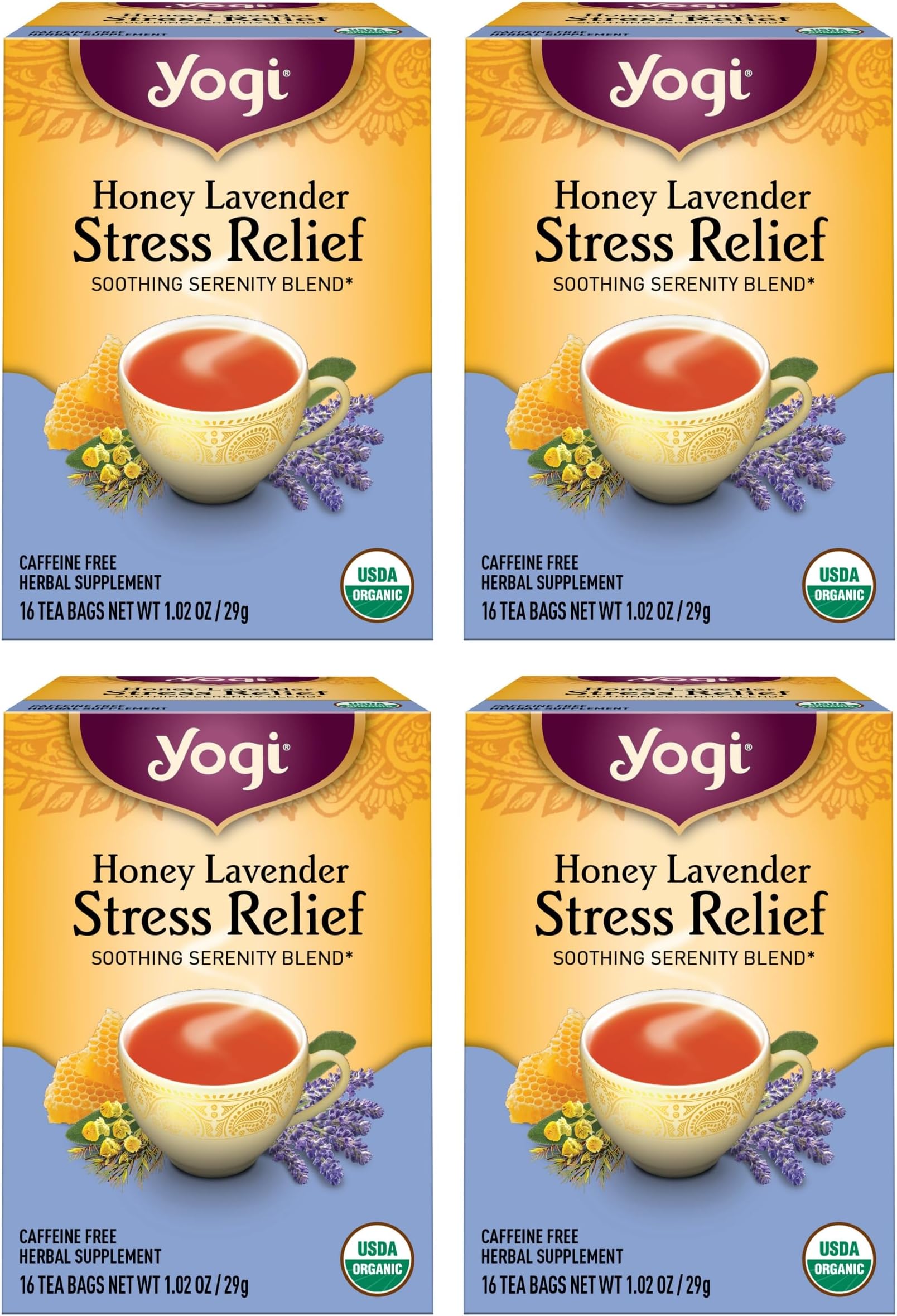 Amazon.com : Yogi Tea Honey Lavender Stress Relief - 16 Bags per Pack ...