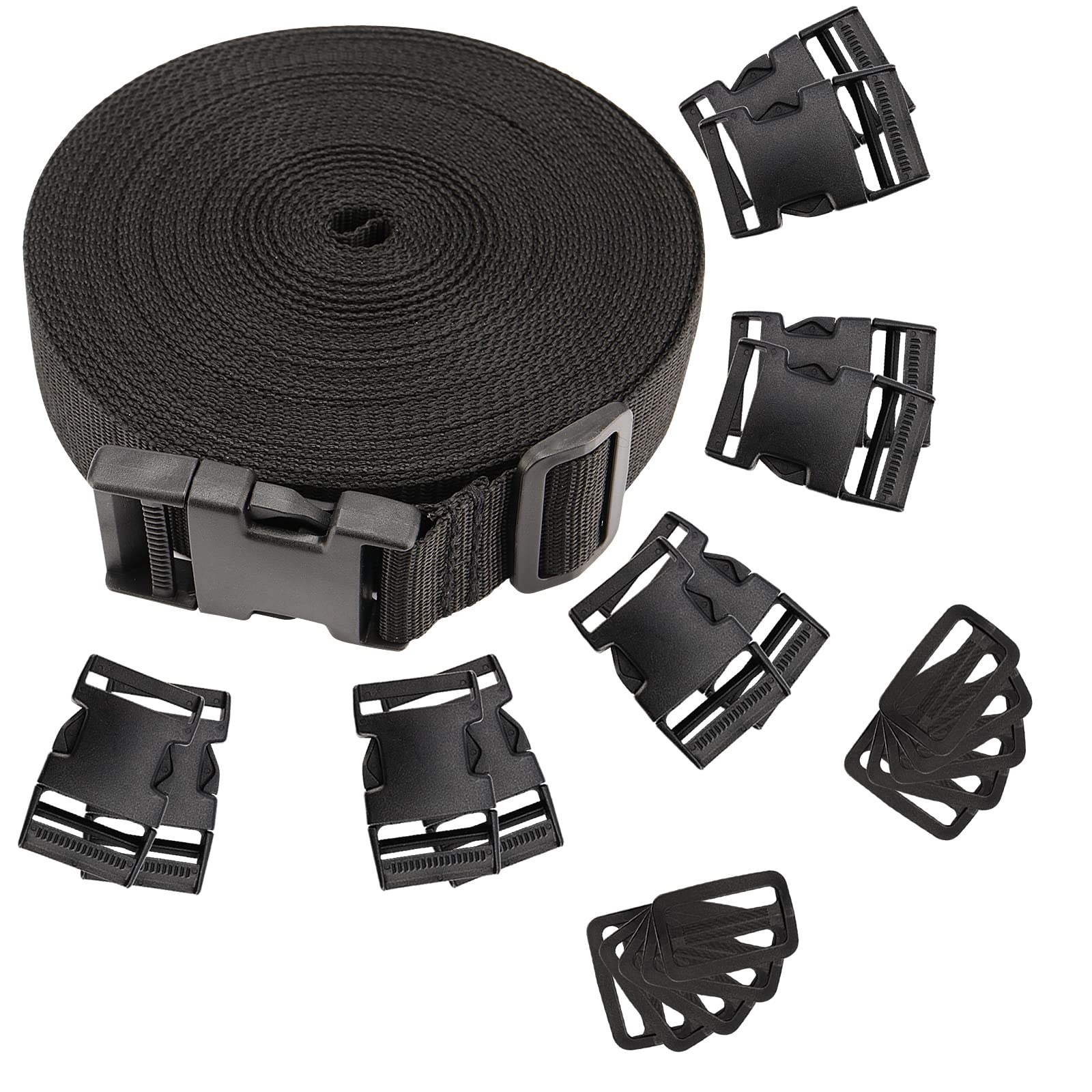 ZEONHEI 16 Yards Nylon Webbing Strap, Heavy Webbing Strap with 11 Sets ...