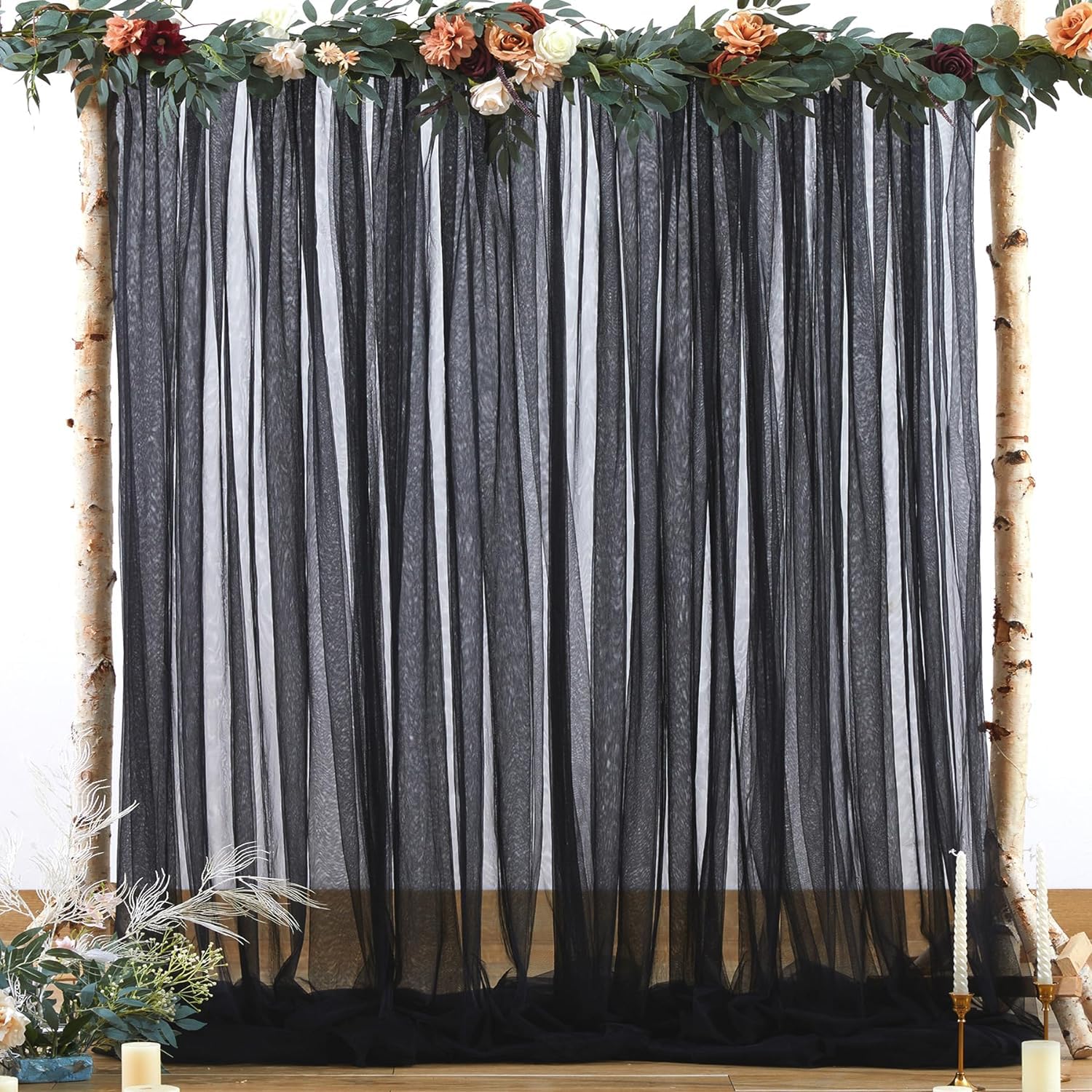 HomeArt Sheer Backdrop Curtain Tulle Backdrop Curtains for Parties ...