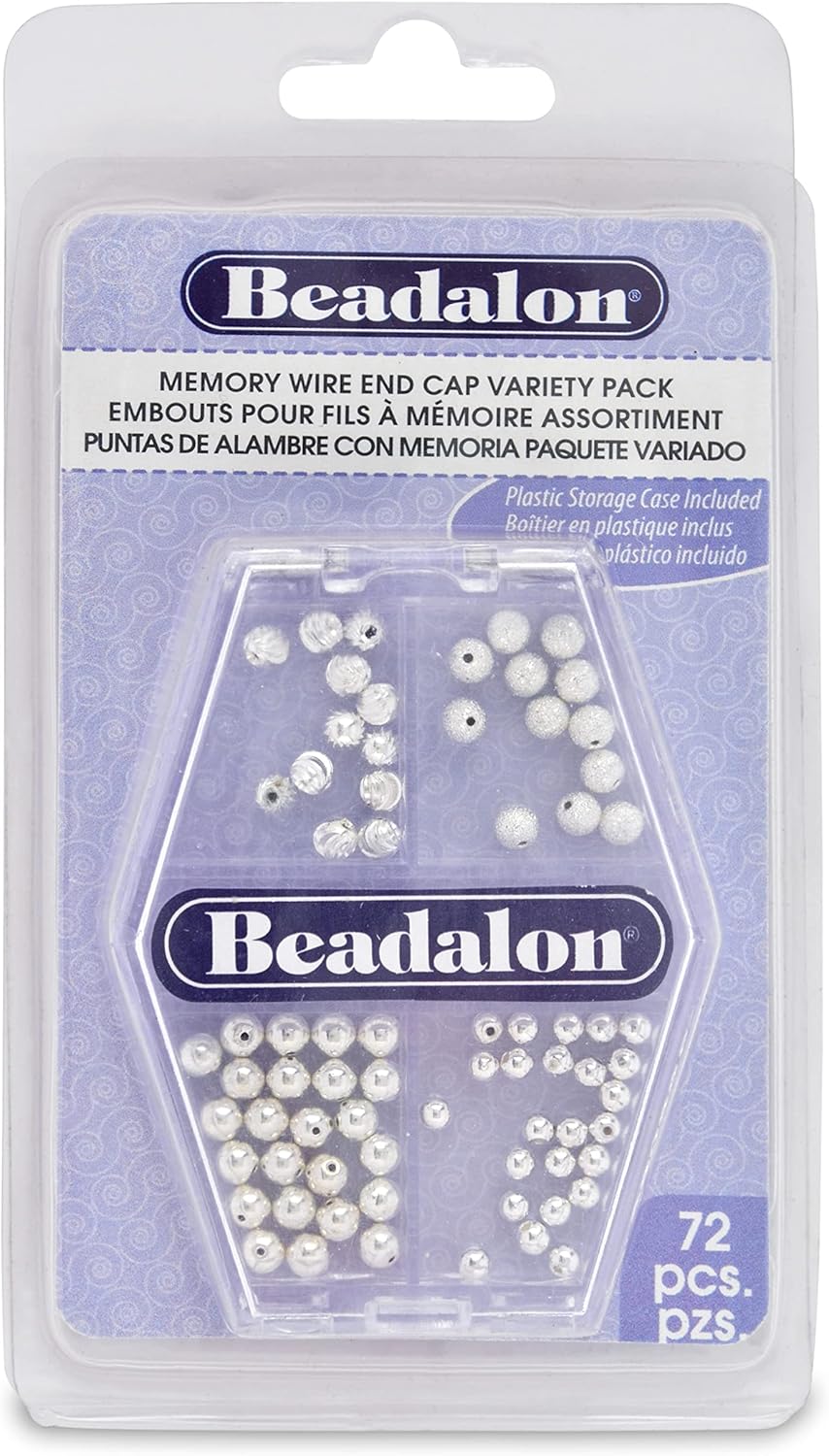 Amazon.com: Beadalon Memory Wire End Caps, Variety Pack, Silver Plated ...