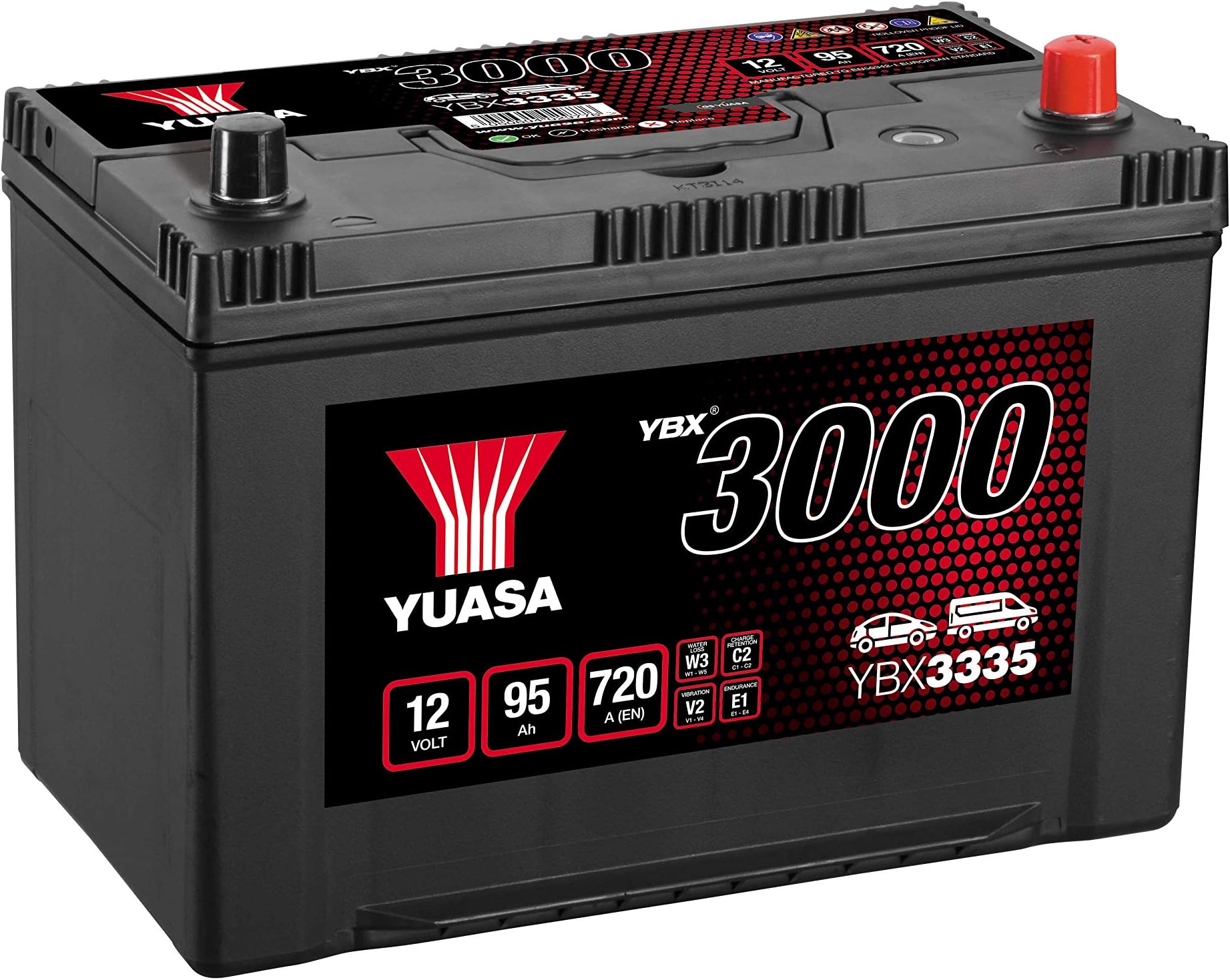 Yuasa YBX3019 12V 95Ah 850A SMF Battery : Amazon.co.uk: Automotive