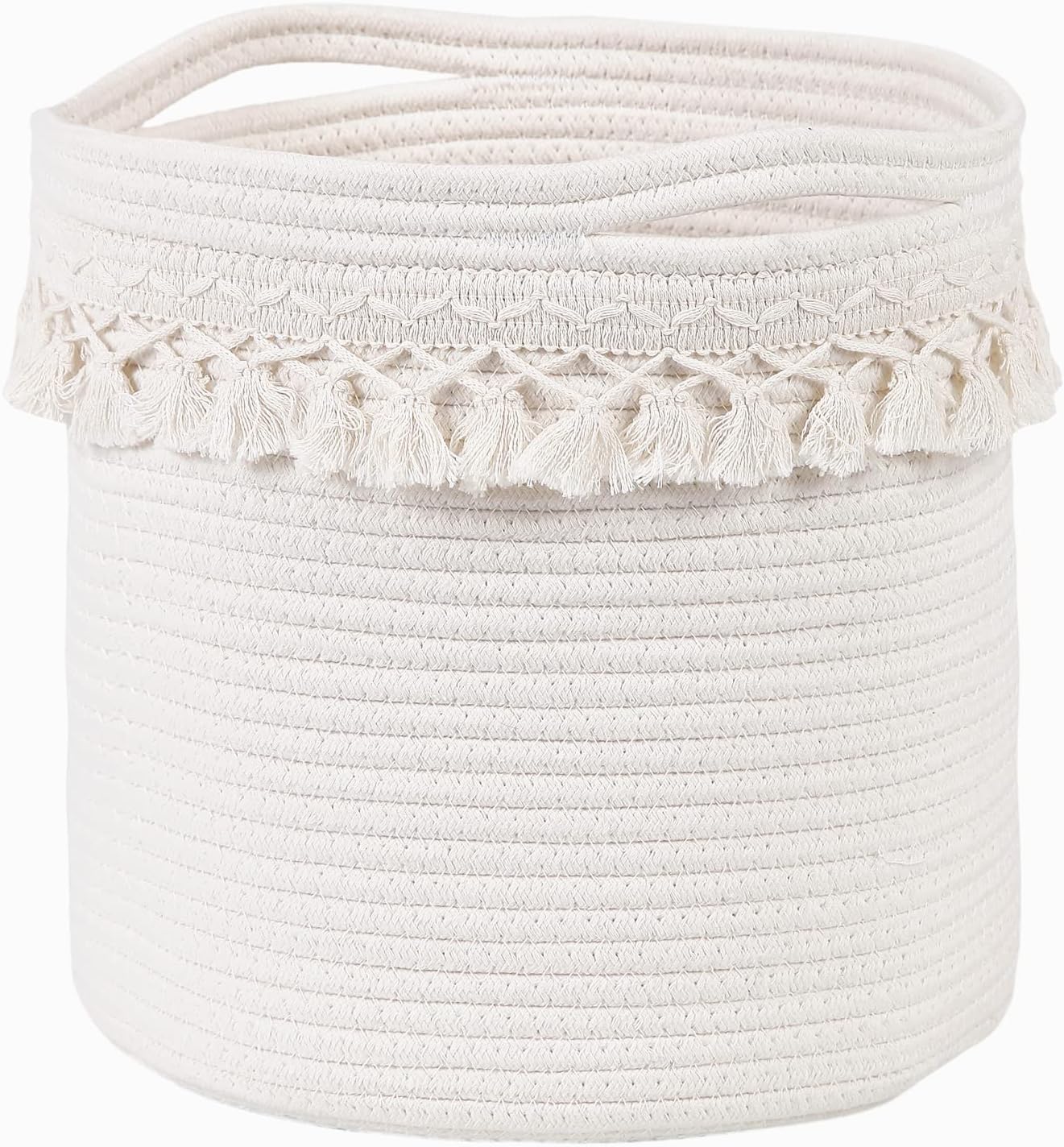 Amazon.com : guzhiou Boho Basket with Cute Macrame Woven Tassel, Cotton ...