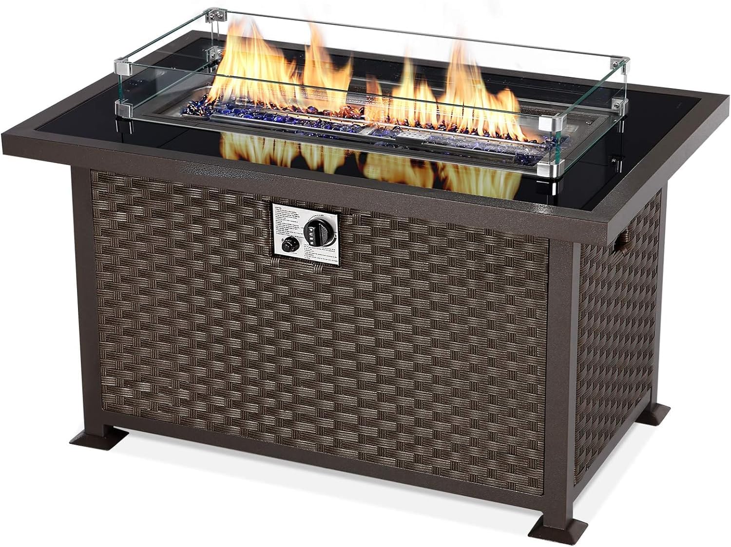 Amazon.com: Outsunny 43 Inch Outdoor Propane Gas Fire Pit Table, 50,000 ...