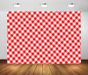 Amazon.com : BELECO 7x5ft Fabric Red and White Checkered Backdrop BBQ ...