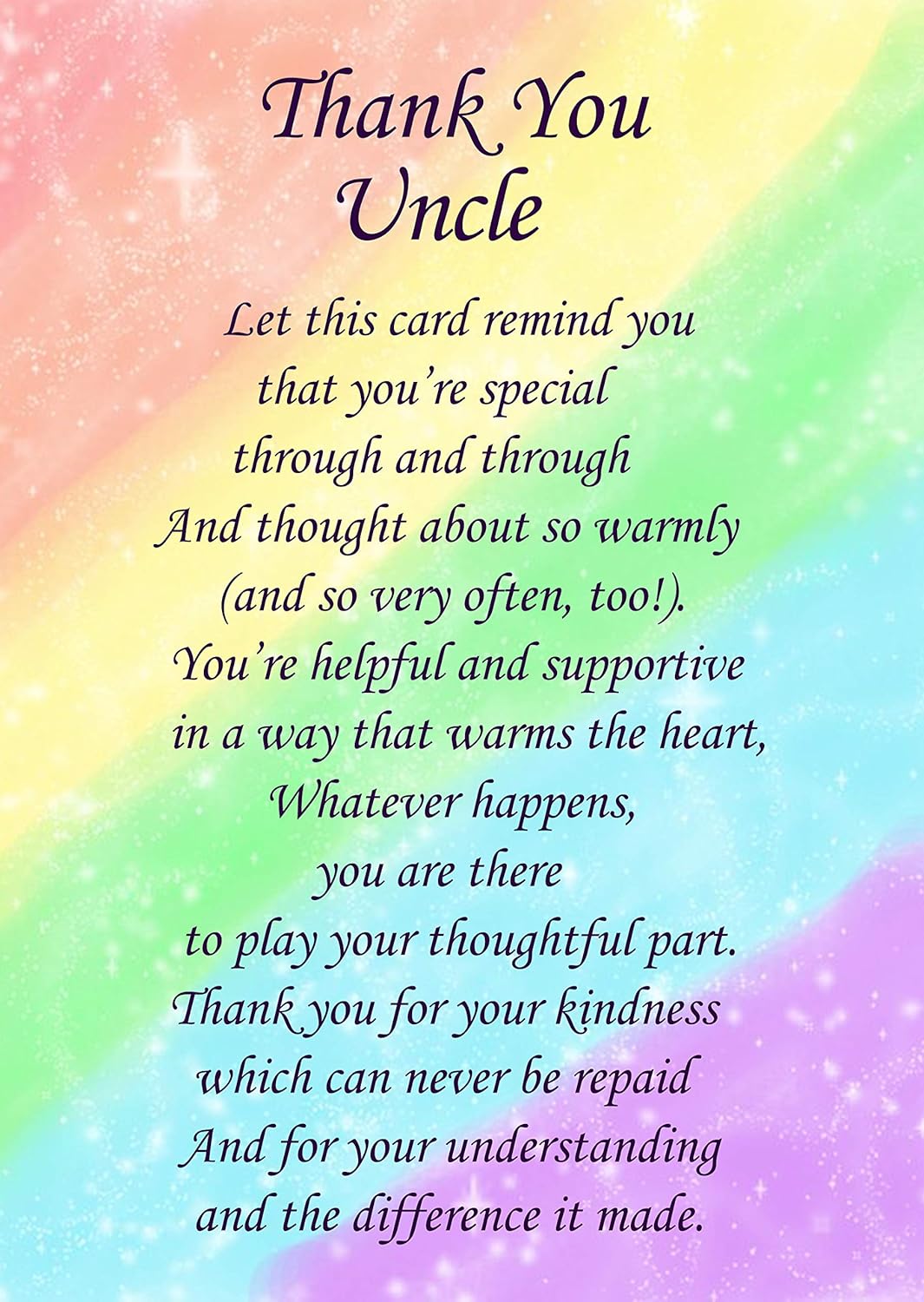 Thank You 'Uncle' Poem Verse Greeting Card : Amazon.co.uk: Stationery ...