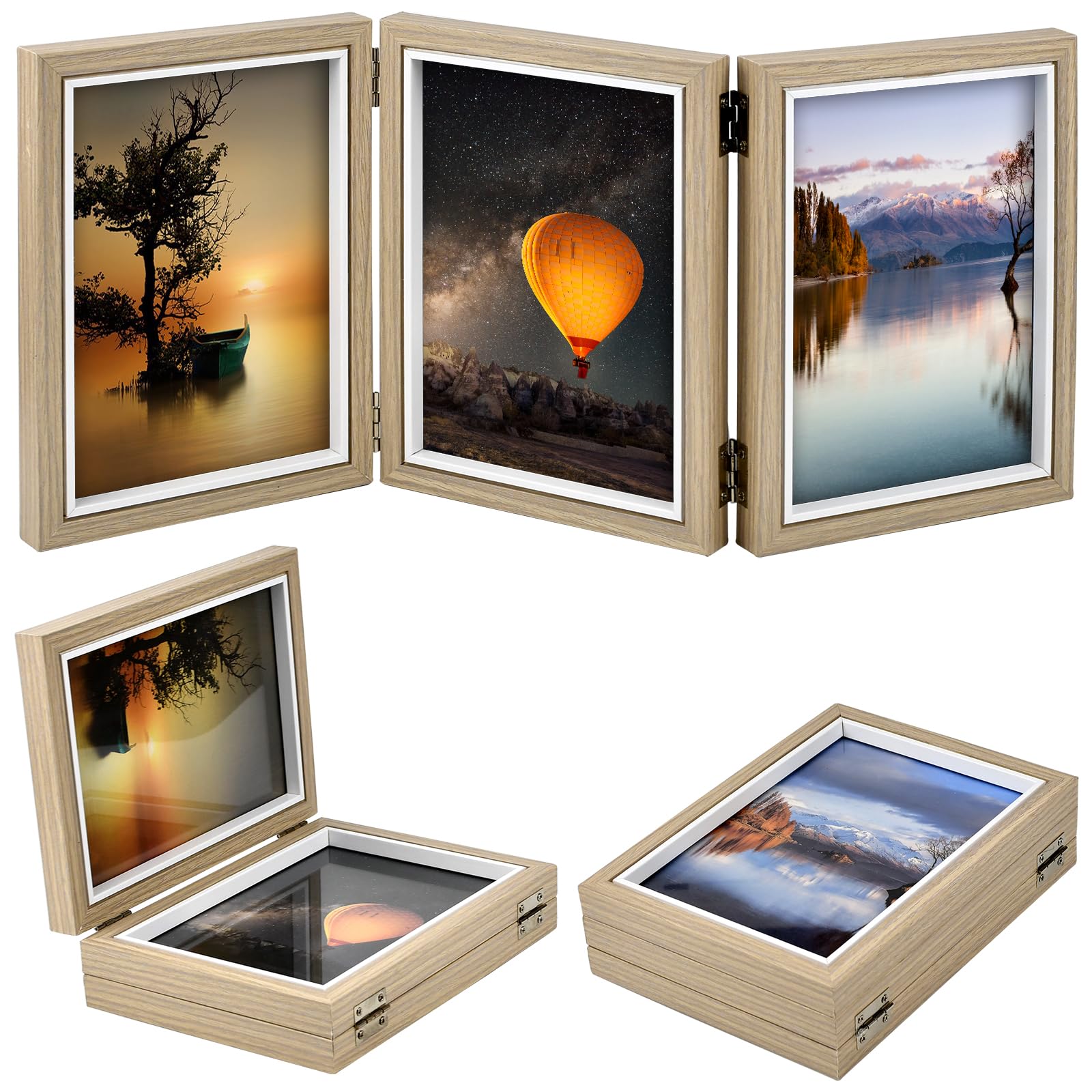 Amazon.com - HOMEPIC 5x7 Triple Picture Frames Hinged 3 Photos Frame ...