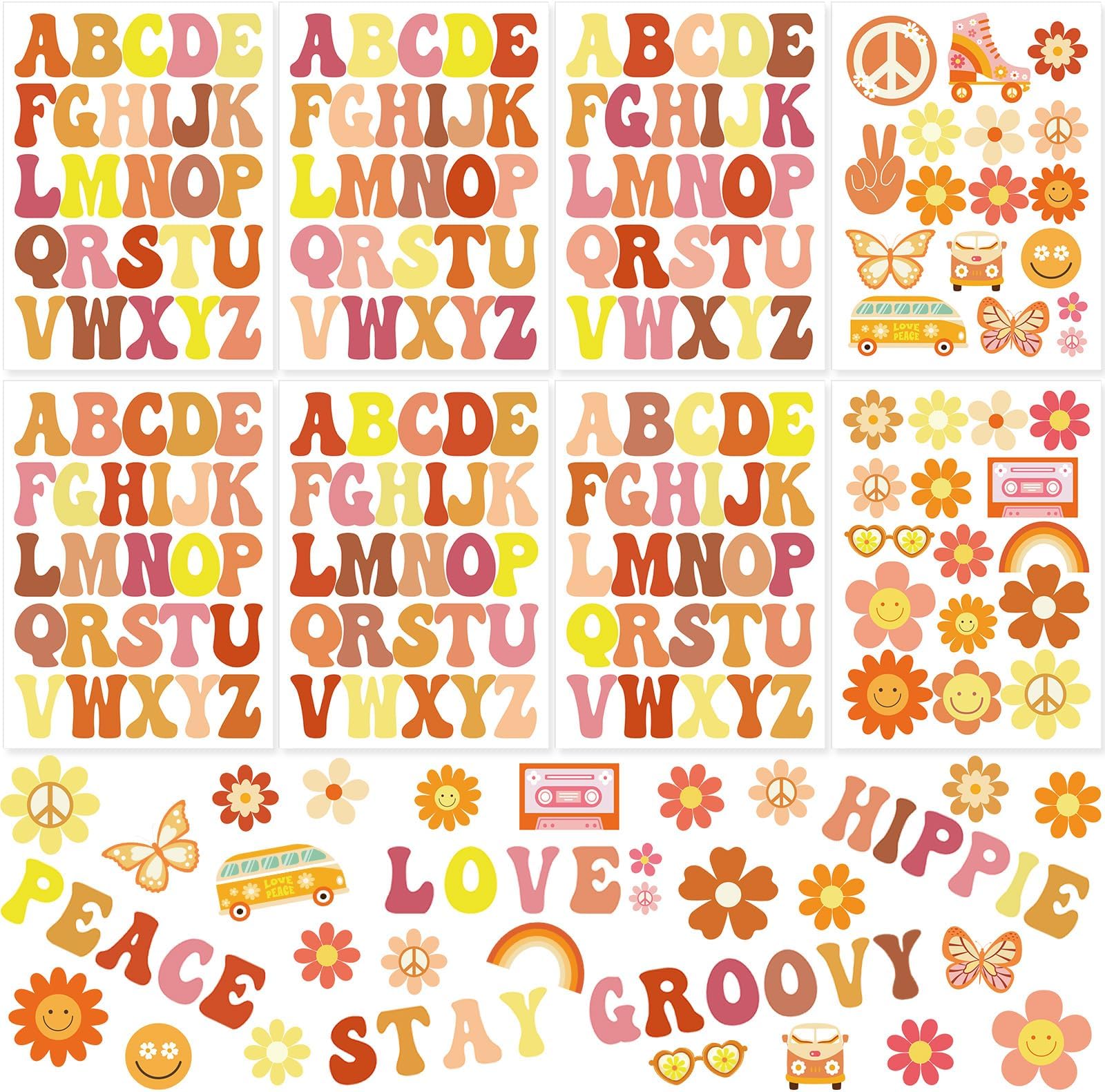 Amazon.com: AWEELON 1200 PCS Boho Daisy Stickers Hippie Groovy Stickers ...