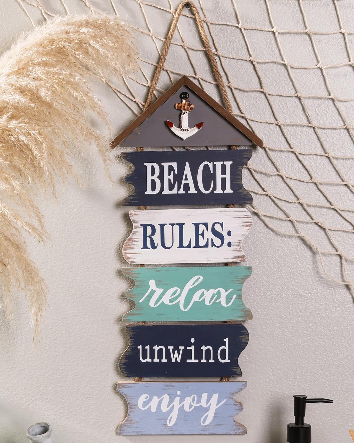 Amazon.com: WDS WONDROUS Wood Beach Sign Wall Decor, Beach Hanging Wall ...