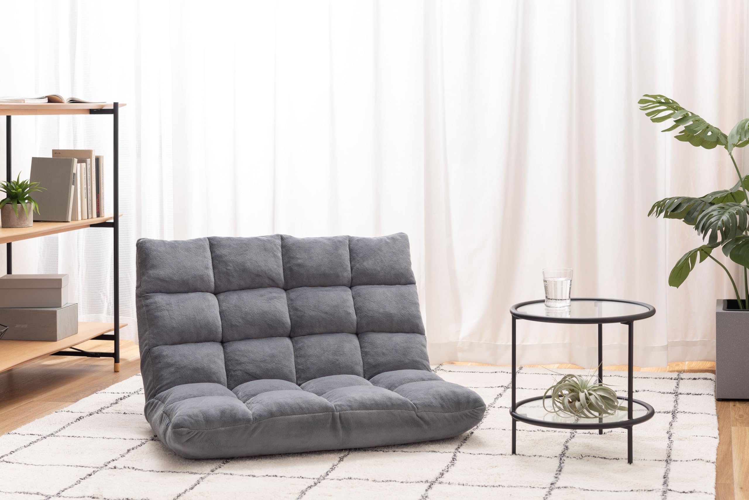 Amazon｜東谷(Azumaya-kk) 座椅子 ポリエステル グレー 2人掛け