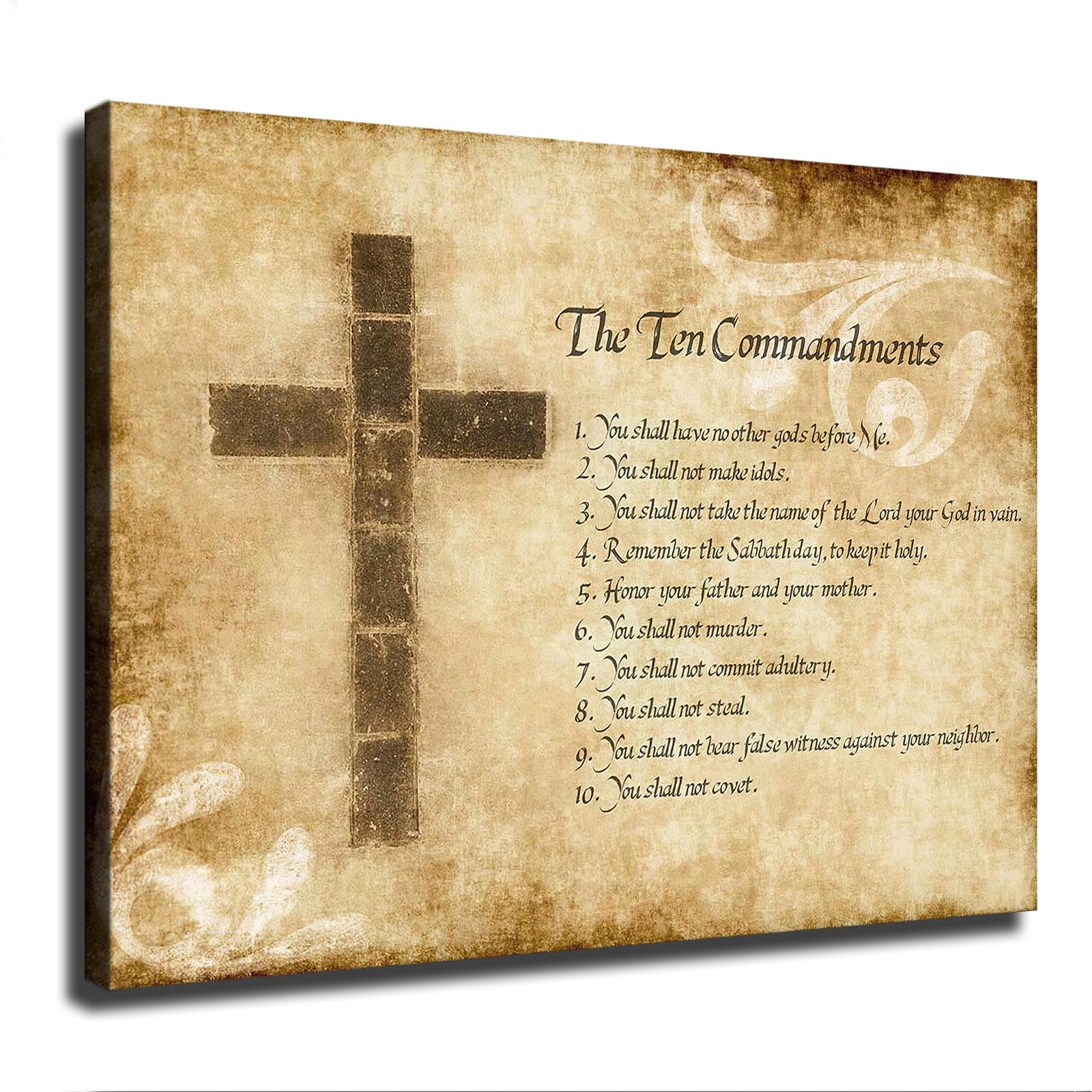 Amazon.com: 10 Commandments Cross Christian Religious Quote Canvas ...