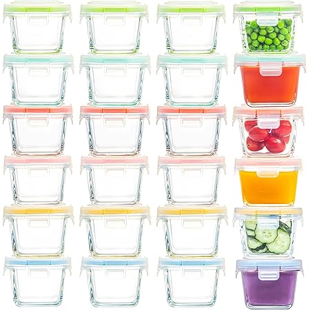 Amazon.com: CZUMJJ 5 oz Square Glass Food Storage Containers Set of 24 ...