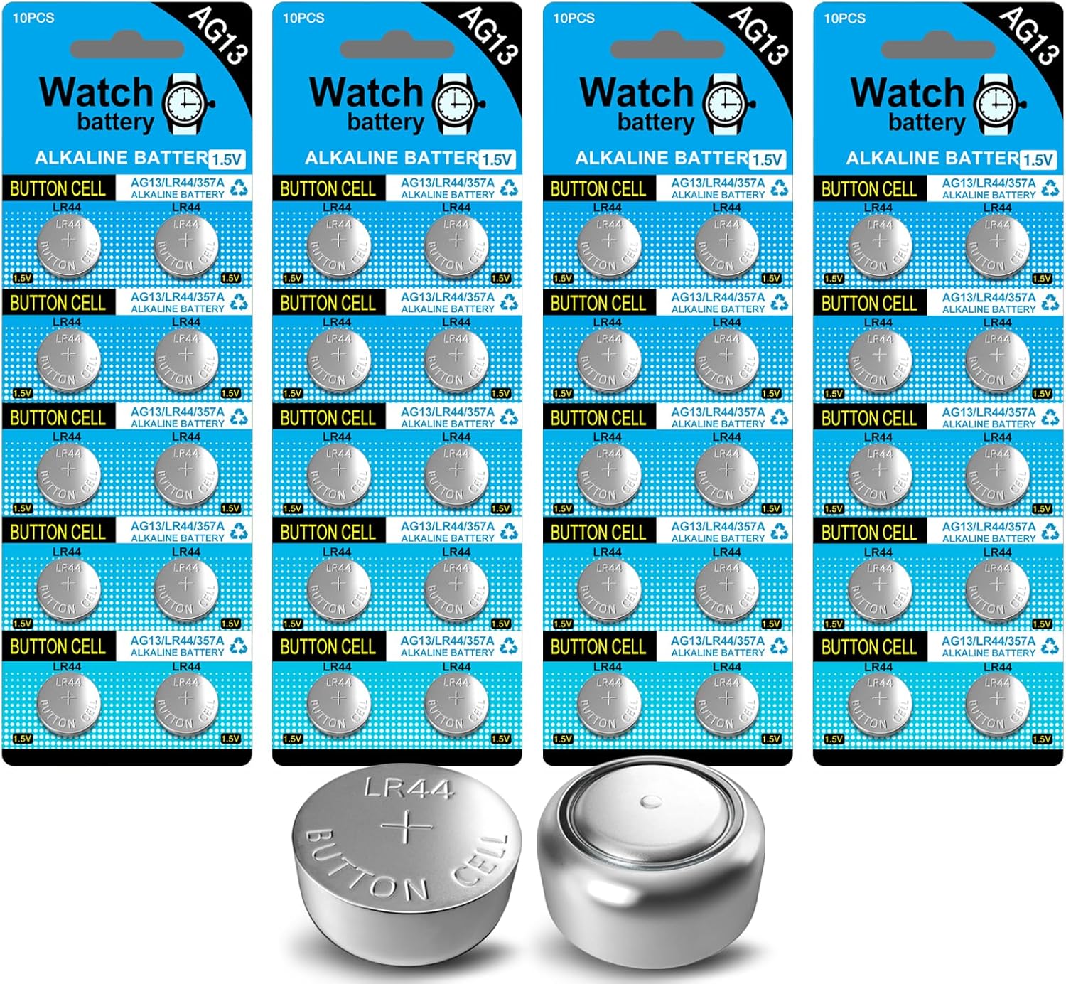 SJ 40Pcs LR44 AG13 357 303 SR44 A76 Battery 1.5V Button Coin Cell ...