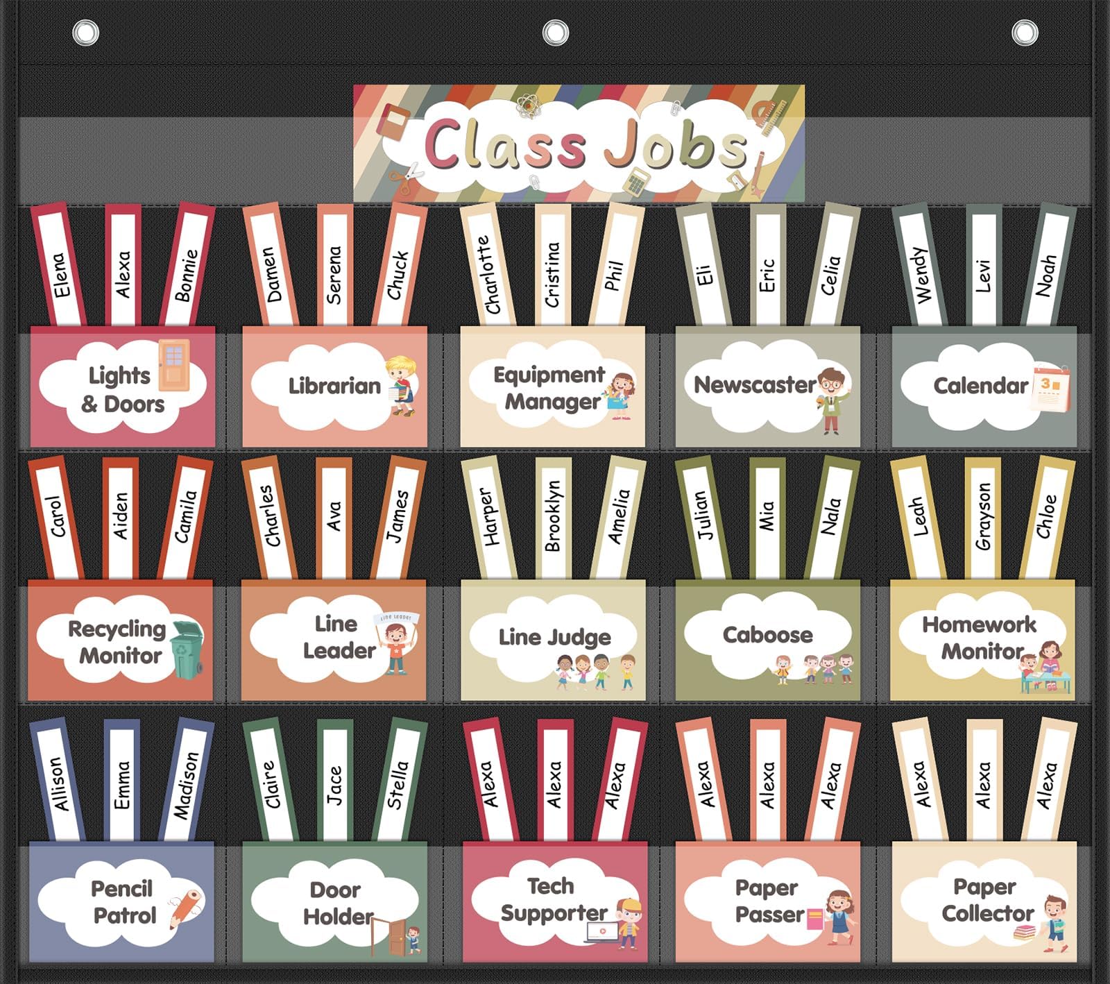 Amazon.com: Mewise Class Jobs Pocket Chart for Classroom,Teacher's ...