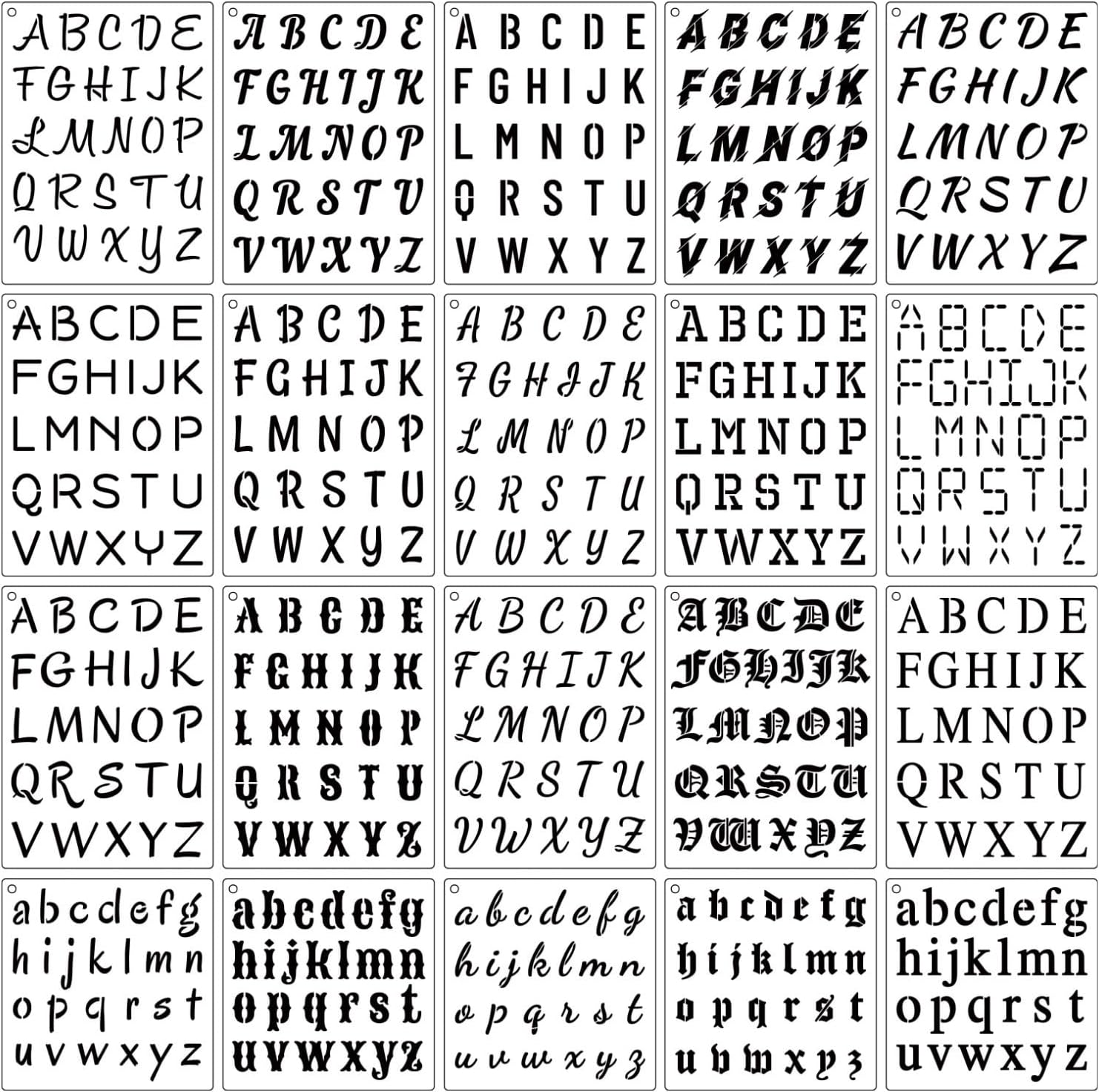 Amazon.com : 20 Pack Letter Stencils for Painting, Alphabet Letters and ...
