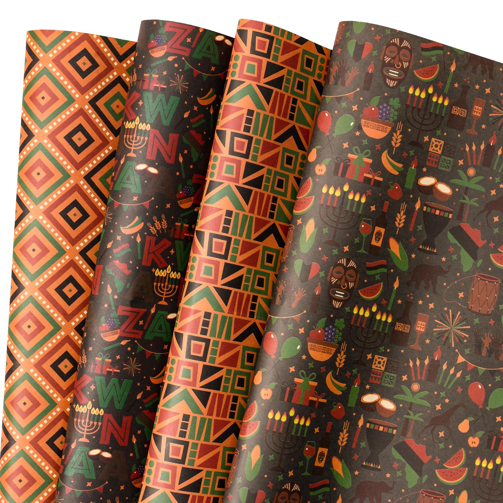 Amazon.com: RUSPEPA Kraft Wrapping Paper Sheets - Kwanzaa Menorah and ...