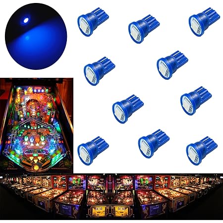 Amazon.com: PA 10PCS #555 T10 4SMD LED Pinball Machine Light Bulb Blue ...