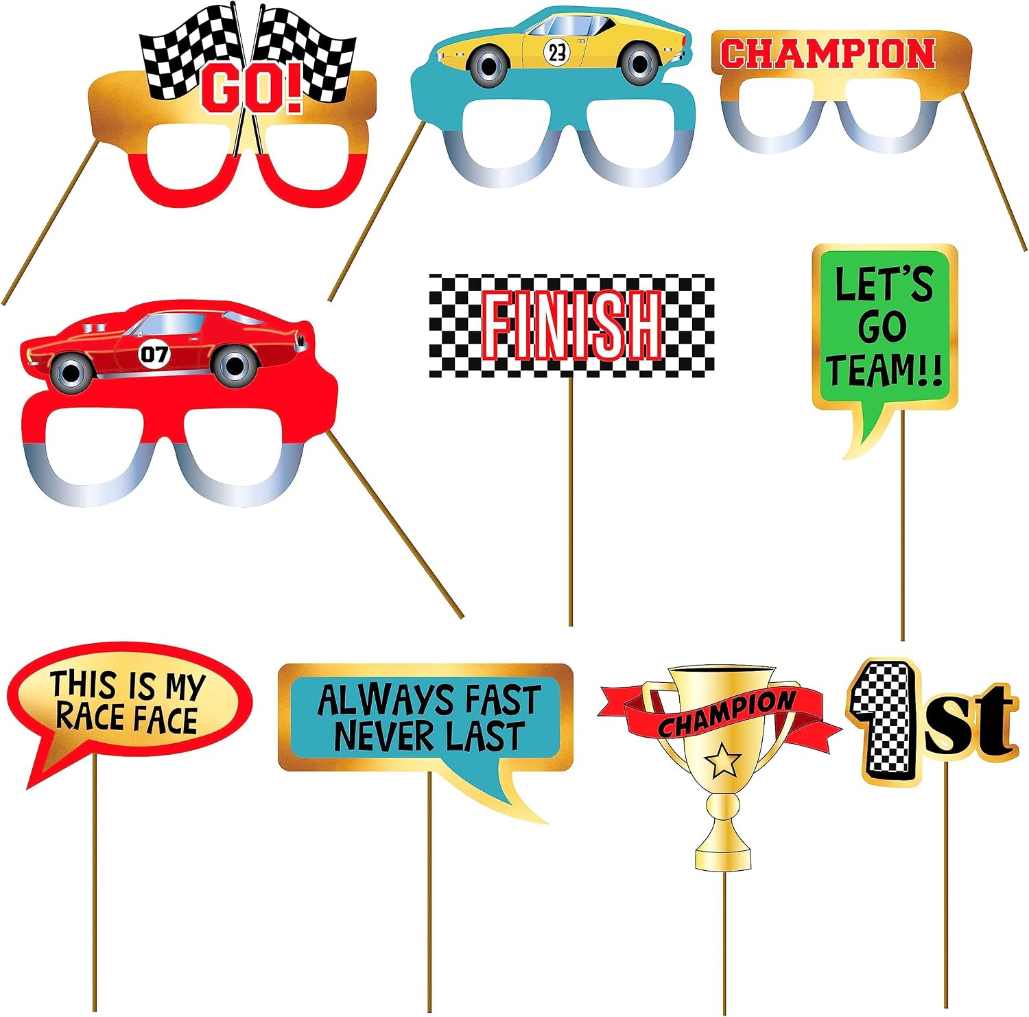 Amazon.com: Cheerland Racing Car Theme Photo Booth Props | Birthday ...