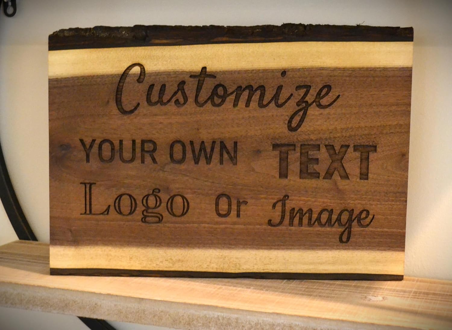 Amazon.com: Personalized Walnut Live Edge Wood Sign Display Gift ...