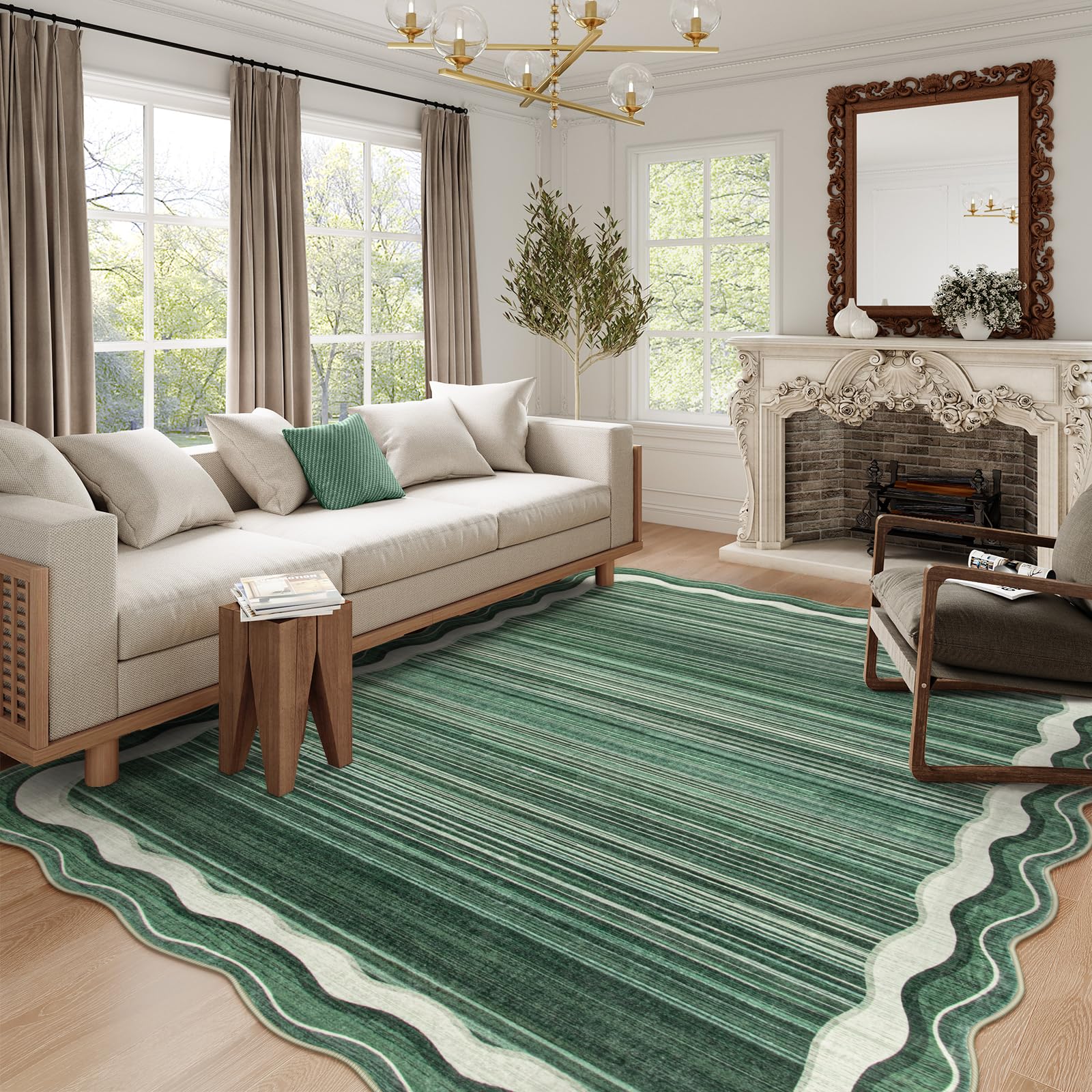 Amazon.com: Lahome Washable Green Rugs for Living Room Bedroom,Machine ...