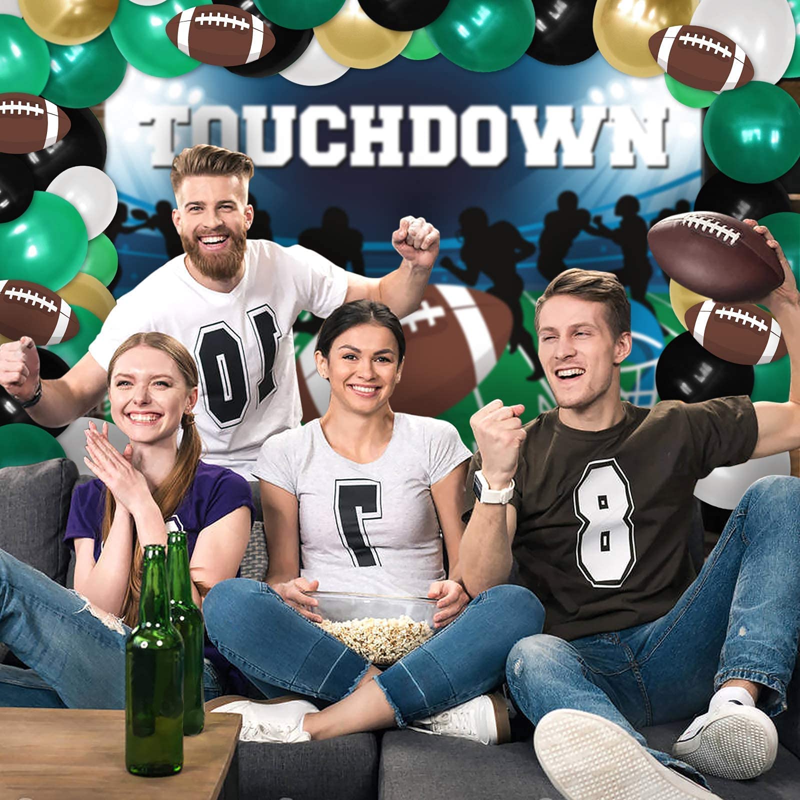 80PCS Football Party Decorations Kit Touchdown Backdrop Banner ...