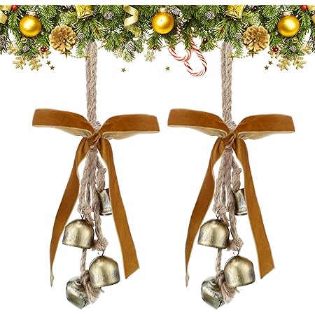 Amazon.com: Lukmaa 2 Pcs Christmas Cow Bells with Bow Tranquil Wind ...