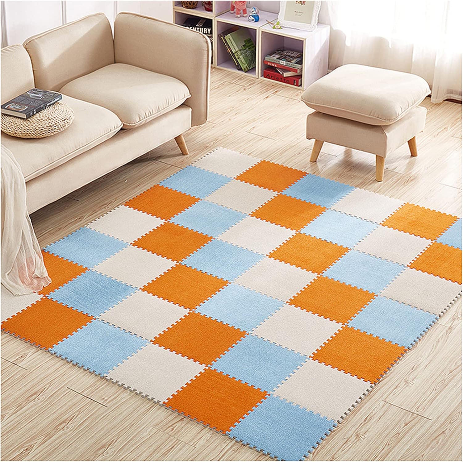 Amazon.com: 10 Tiles Plush Puzzle Foam Floor Mat, Square Interlocking ...