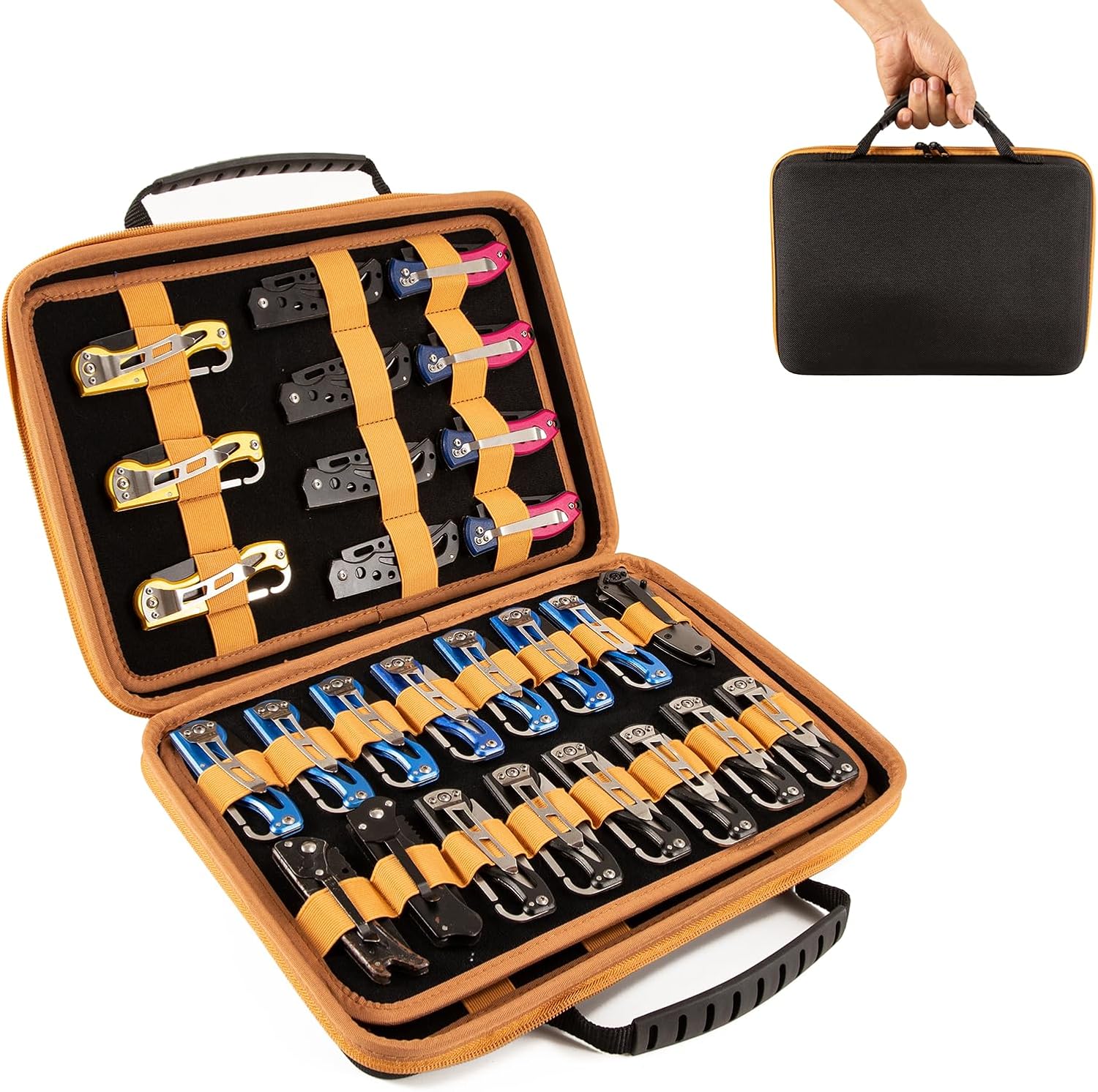 Amazon.com: HERSENT Pocket Knife Display Case with 62 Slots,Knife Case ...