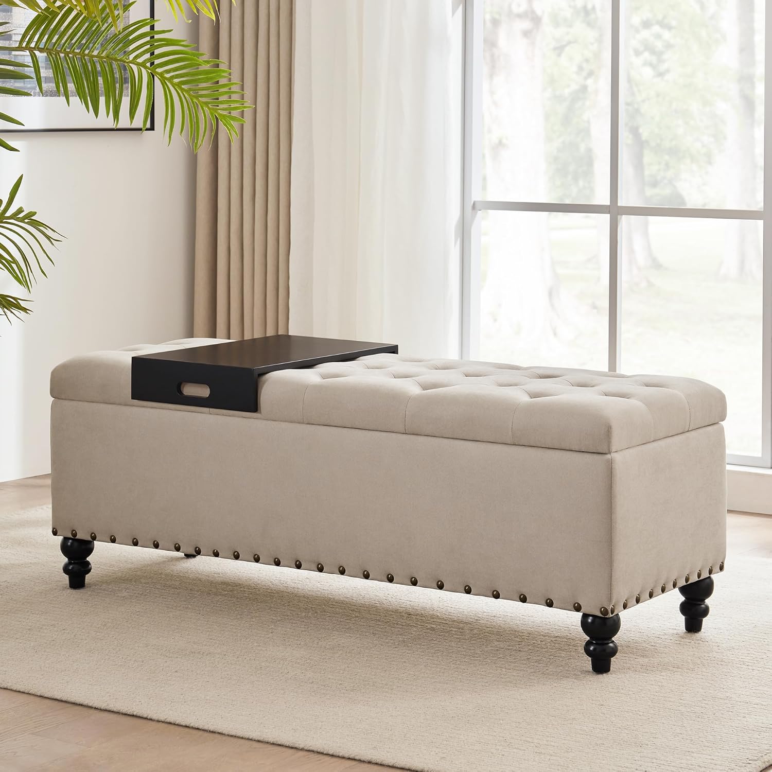 Amazon.com: HUIMO 51-inch Storage Ottoman Bench with Removable Tray ...