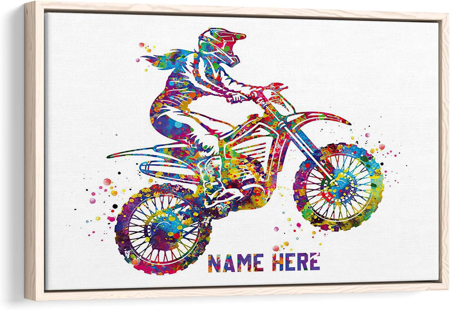 Amazon.com: Personalized Motocross Poster & Framed Canvas, Racing Dirt ...