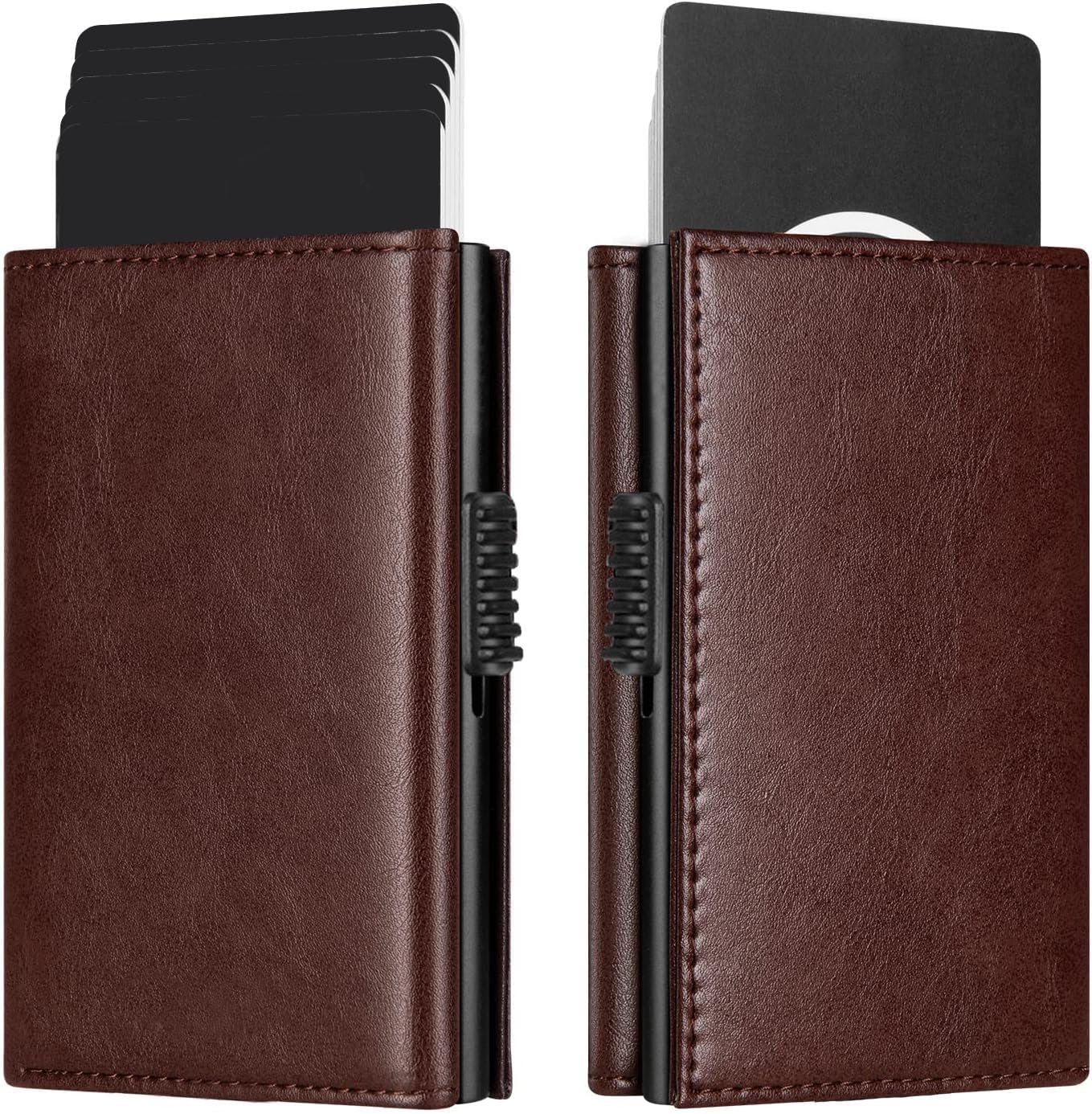 Tarjetero de Cuero,Carteras para Caballero,Porta Tarjetas Metal ...