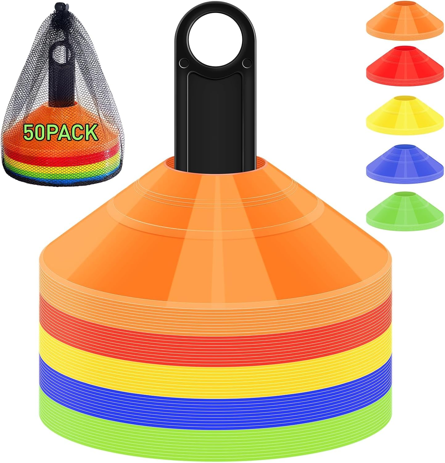 Eidoct Football Cones (Set of 50) - Marker Cones Including Holder and ...