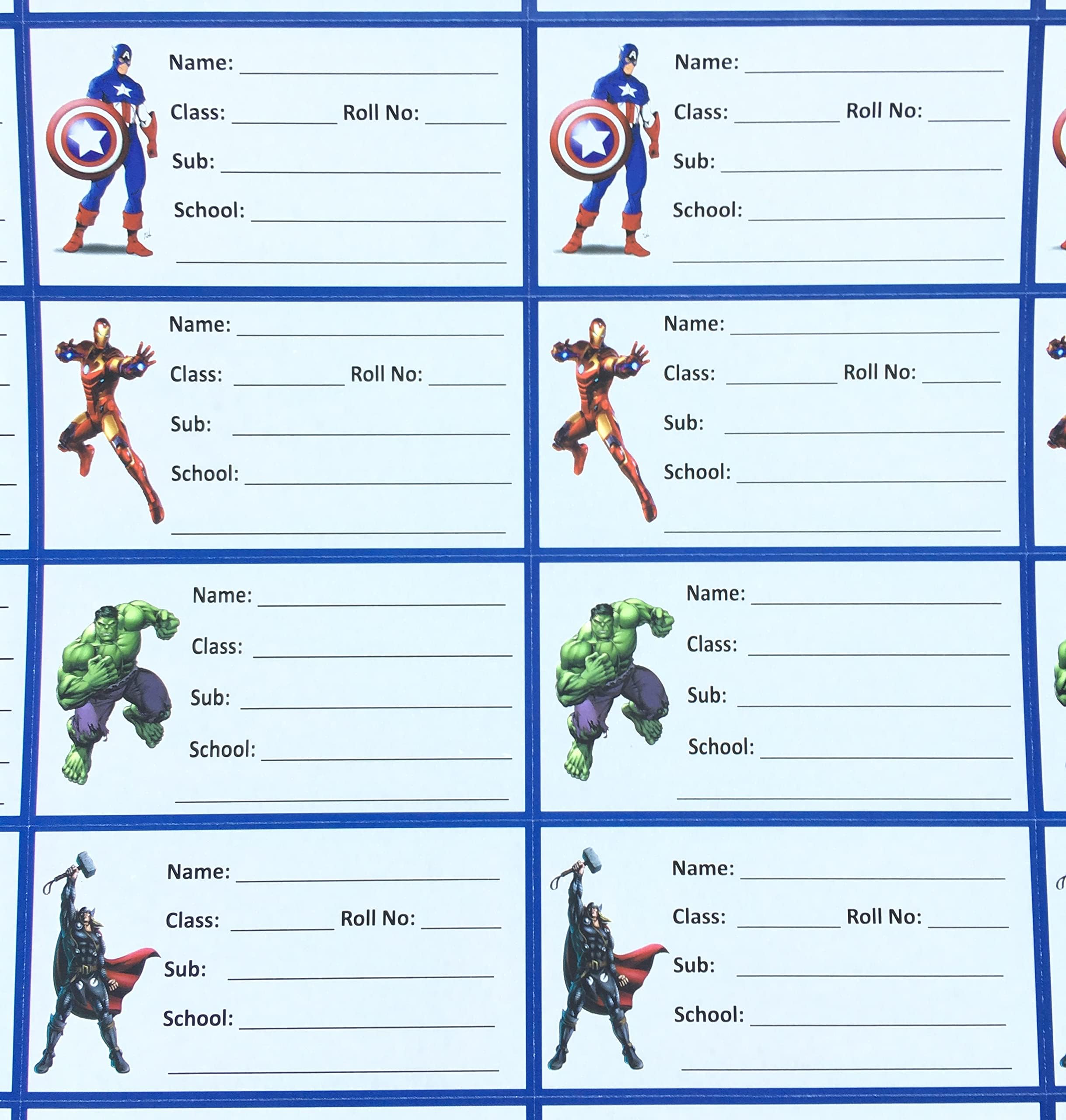 SYNC Avengers Name Slips for School Notebook 35 Pieces Superhero Labels ...