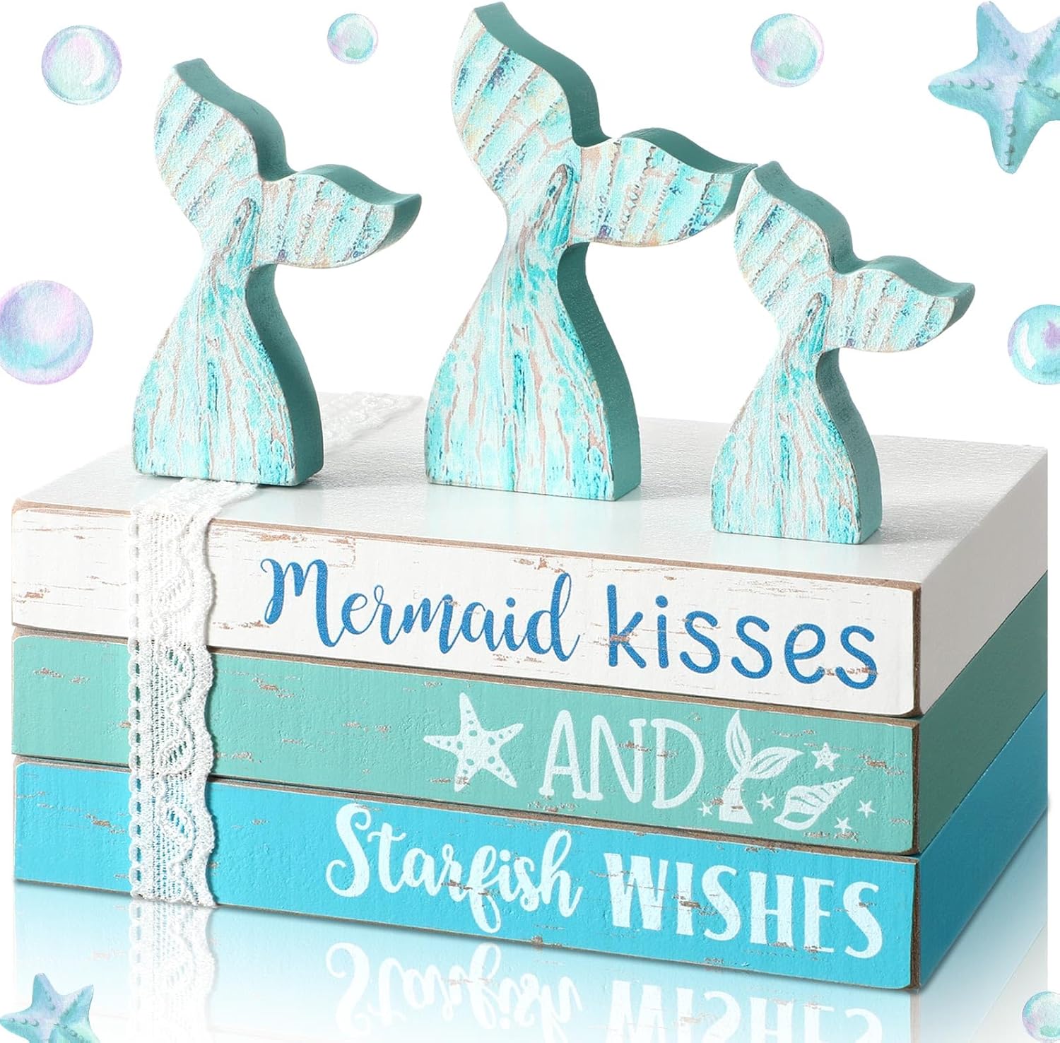 Amazon.com: Burbell Mermaid Beach Tiered Tray Table Decorations Blue ...