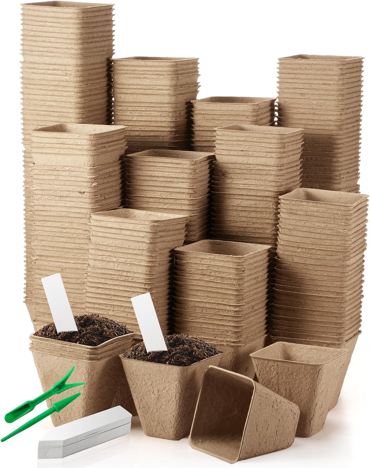 Amazon.com: 500 Pcs Peat Pots Square Seed Starter Pots Biodegradable ...