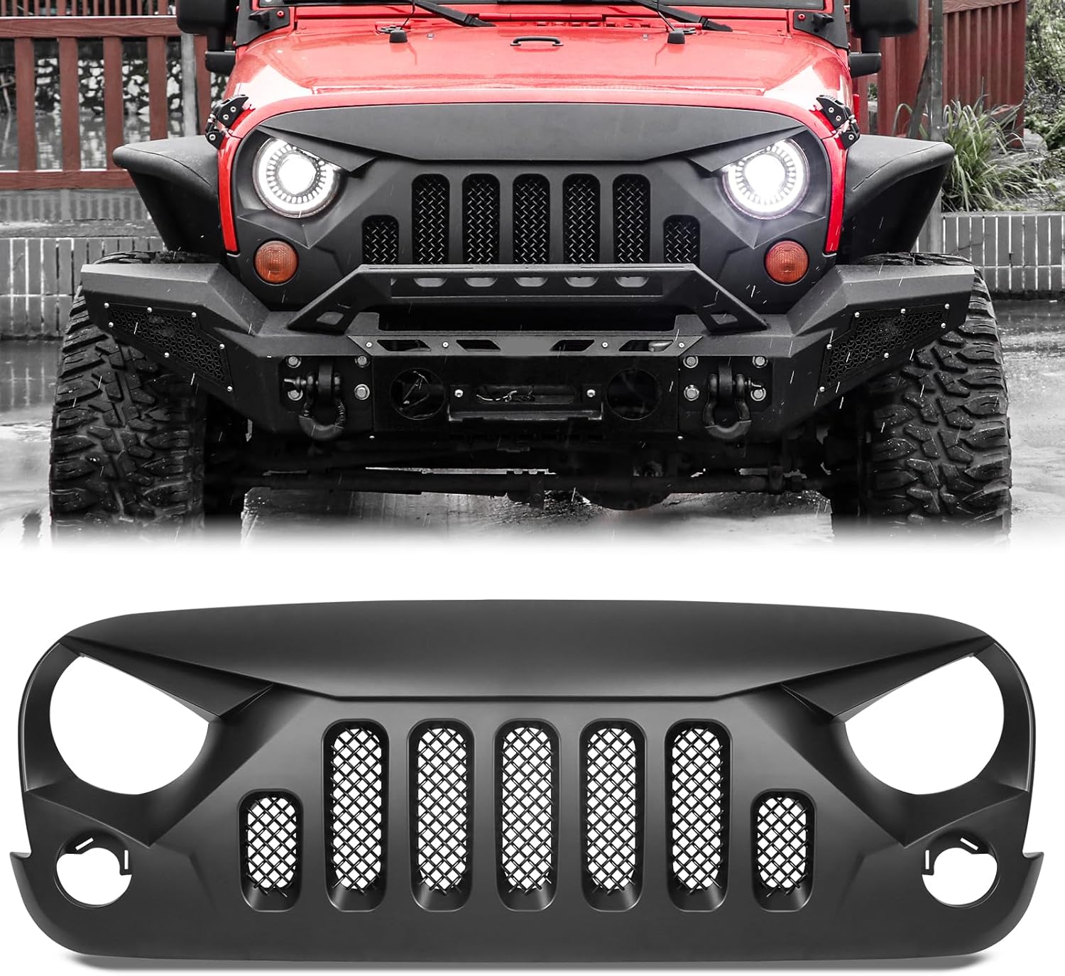 Amazon.com: BEEYEO Front Grill, Wrangler Grille for 2007-2018 Wrangle ...