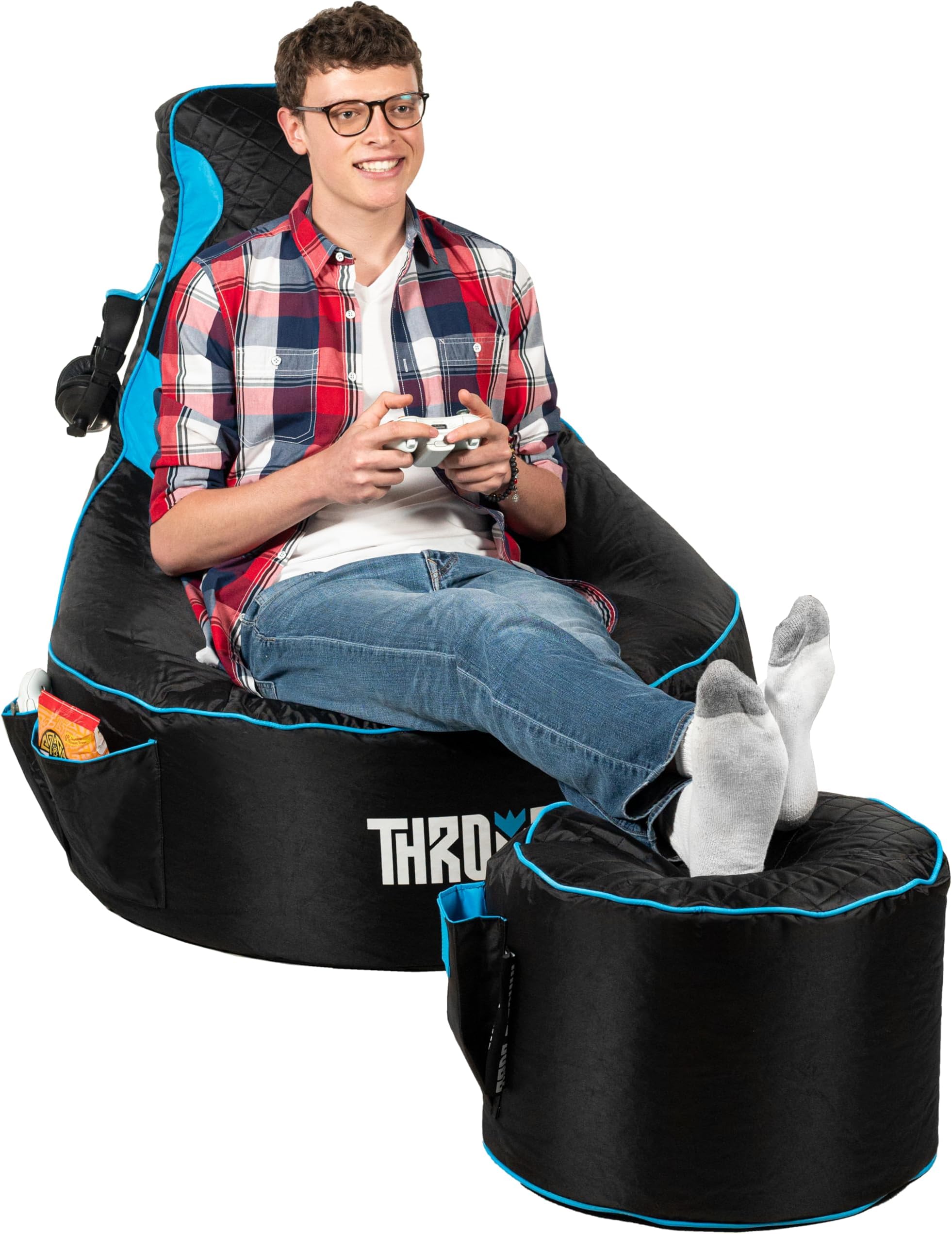 Amazon.com: Gaming Bean Bag Chair + Matching Footstool - [Cover ONLY No ...