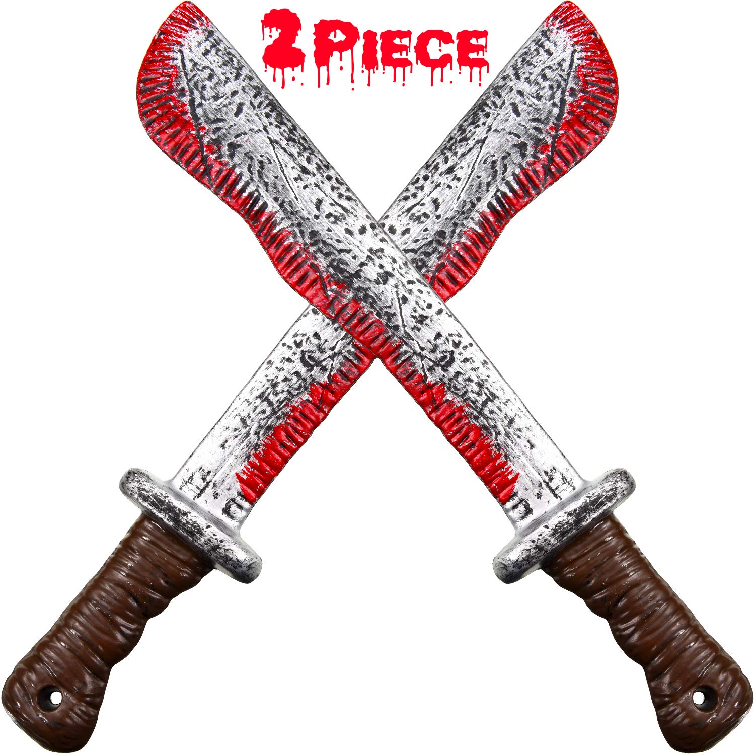 Buy 2 Pieces Halloween Bloody Machete Toy Butcher Prop Fake Machete ...