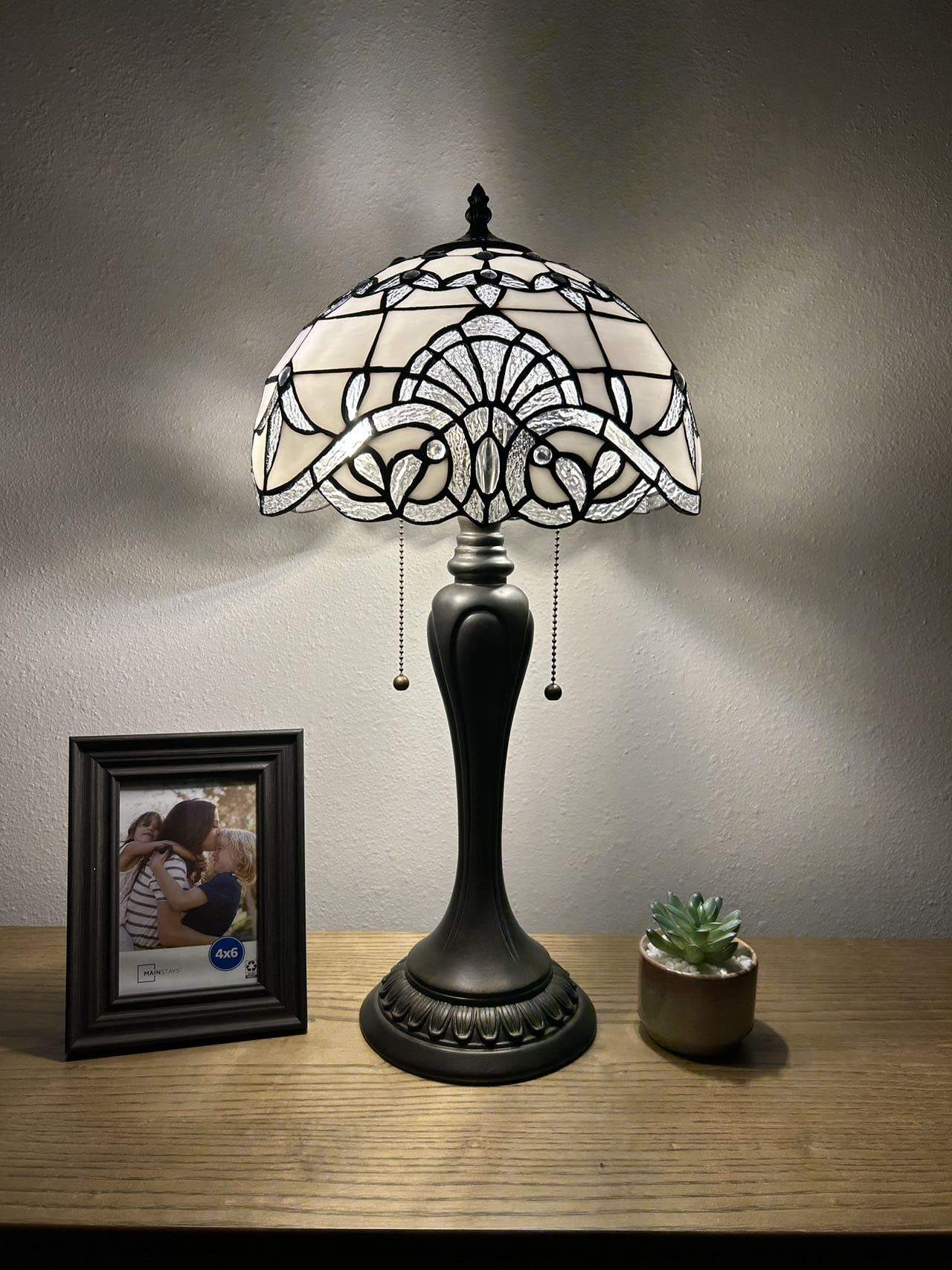 enjoy decor lamps Tiffany Table Lamp White Stained Glass Baroque Style ...