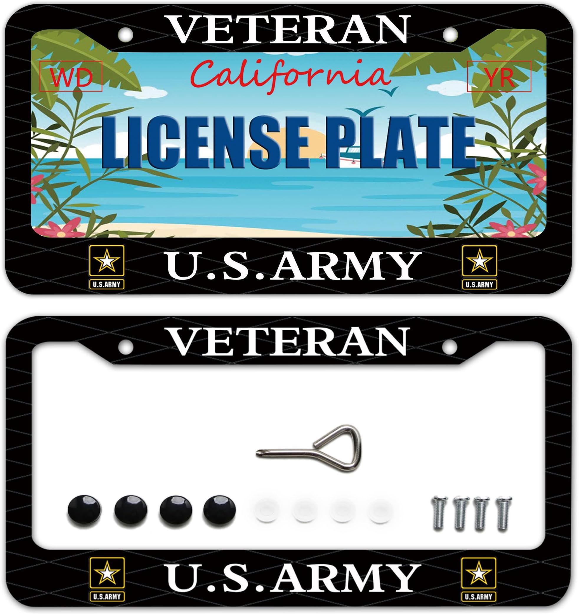 Amazon.com: XHuiZio Patriotic American Flag Veteran US Army License ...