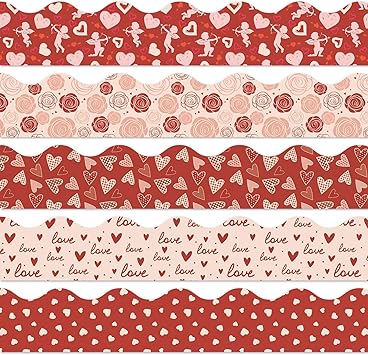 Amazon.com: AnyDesign 69Ft Valentine's Day Bulletin Board Borders 60Pcs ...