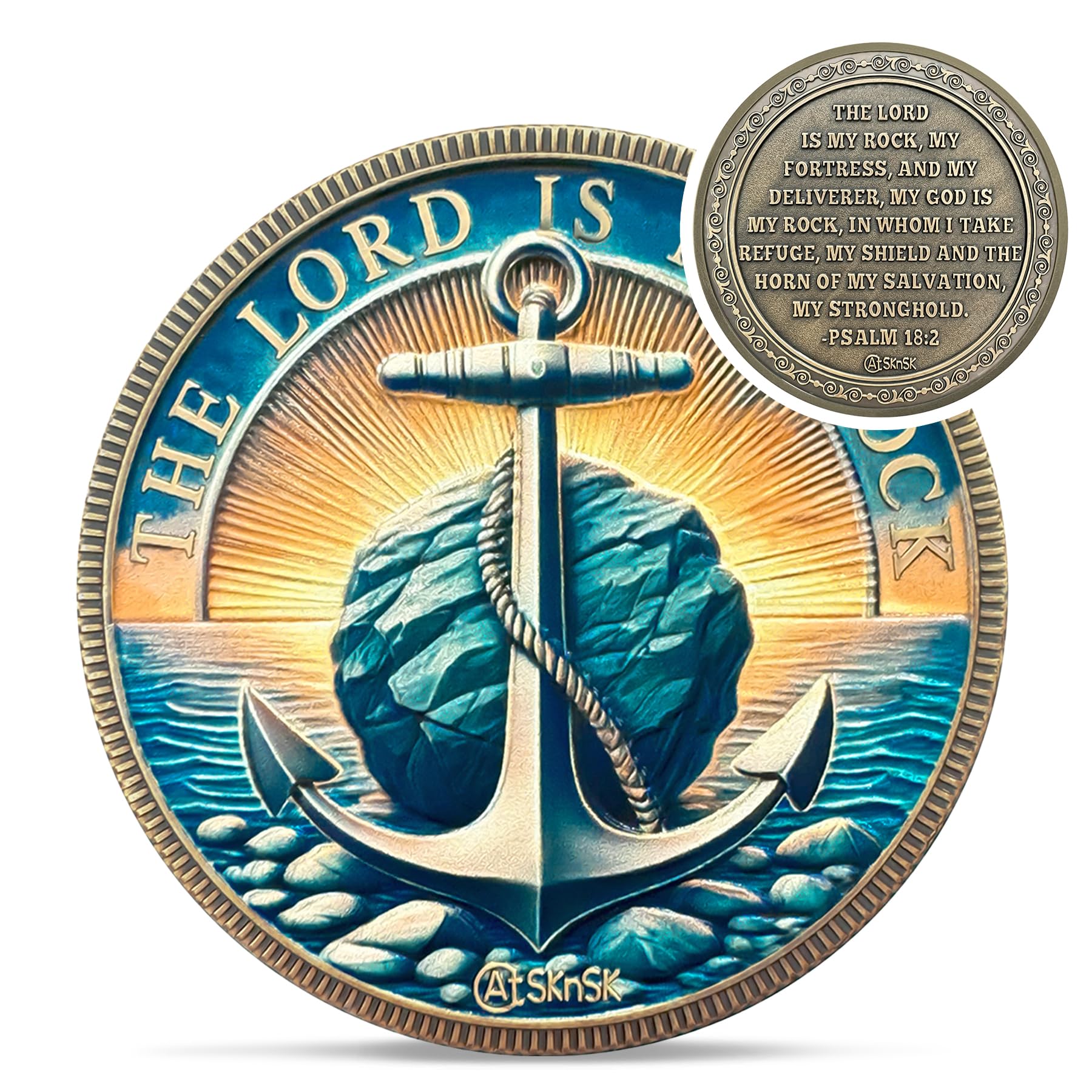 Amazon.com: The Lord is My Rock Christian Challenge Coin - Psalm 18:2 ...
