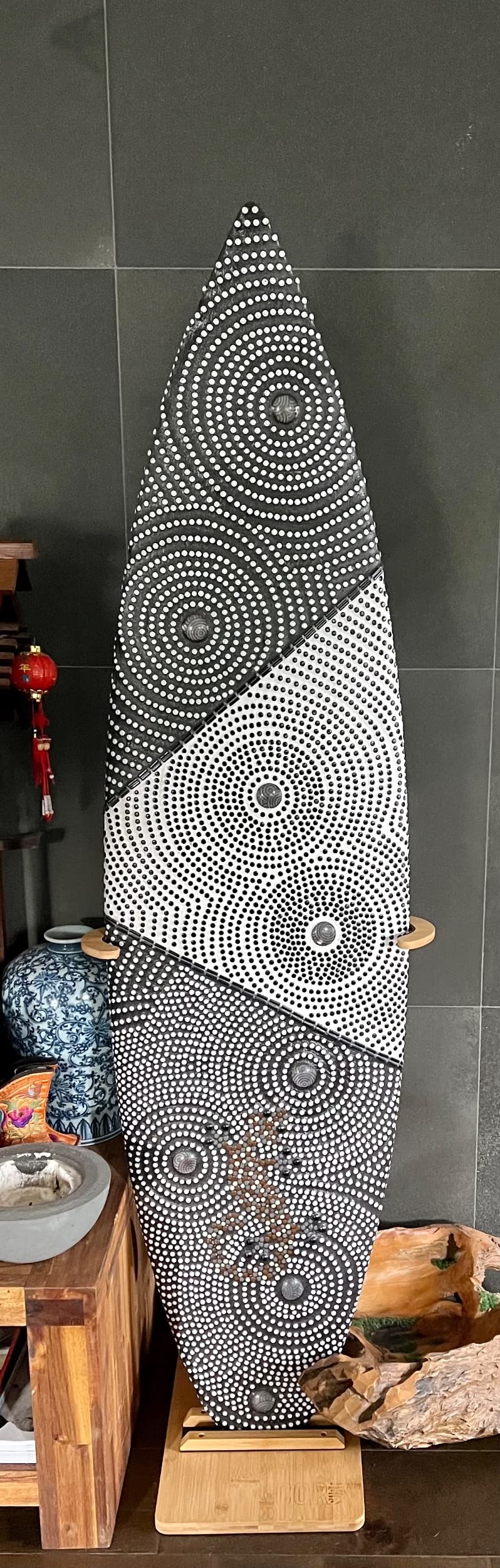 Bamboo Surfboard Stand | Premium Standing Rack to Display Your Board ...