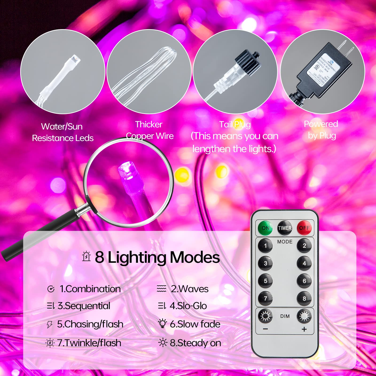 640 LED Purple and Orange Halloween Lights, 66 Ft Long Bush Halloween ...